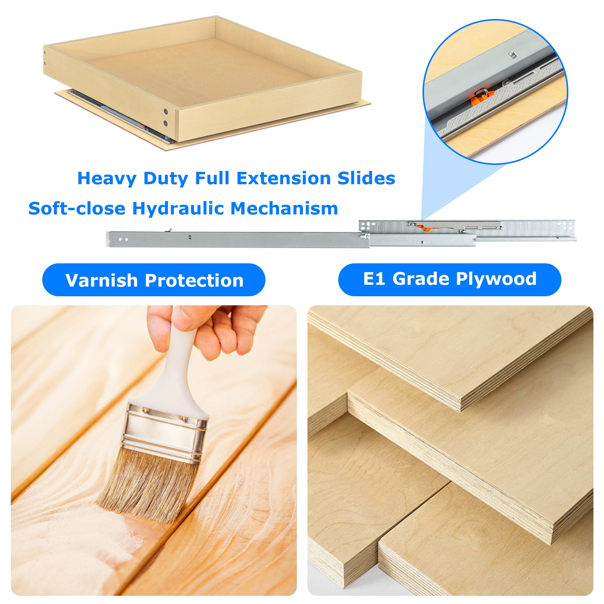 Snapklik.com : Soft Close Pull Out Cabinet Organizer, 11" W X 22" D ...