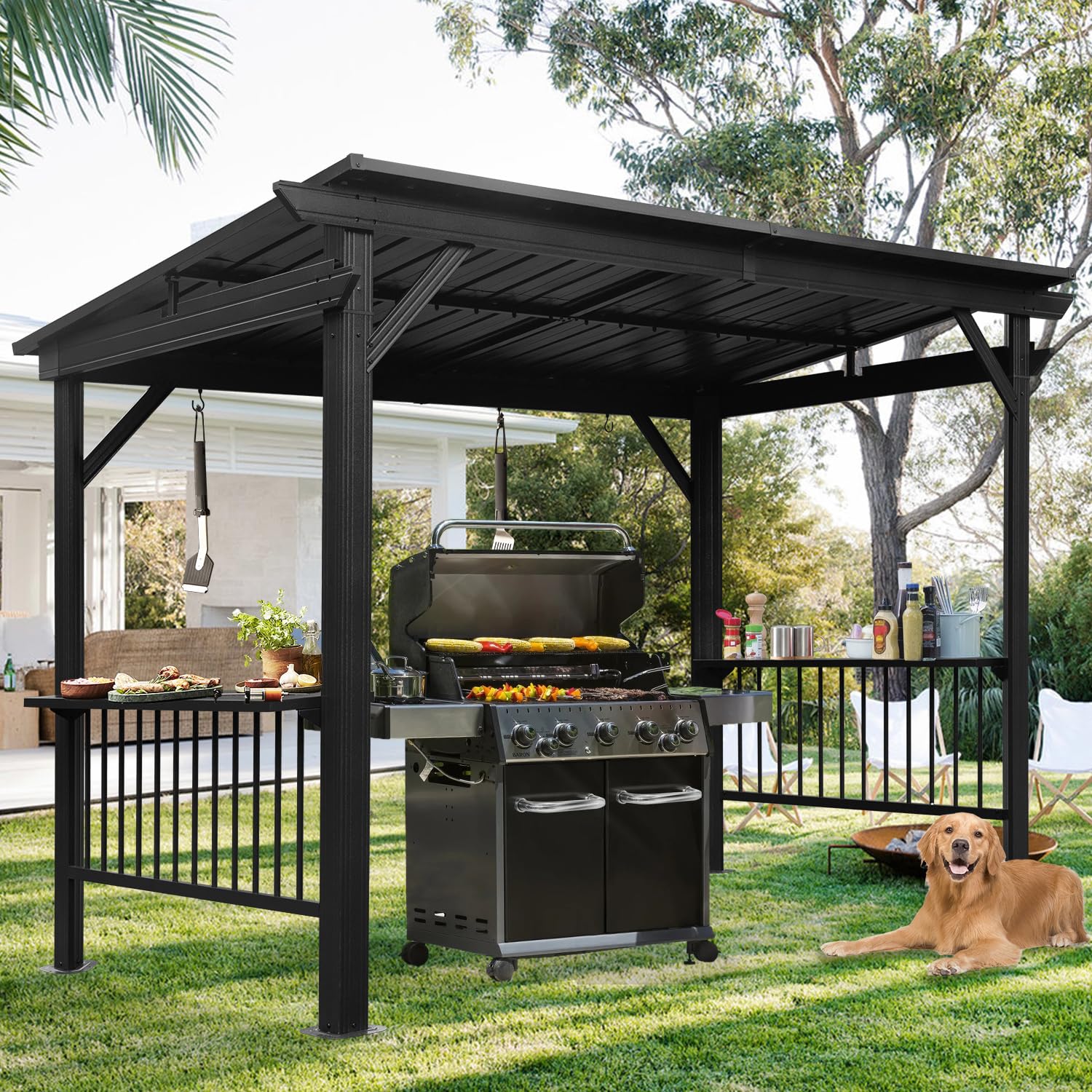 Amazon.com : Domi 6.5x12FT Hardtop Grill Gazebo, Outdoor BBQ Gazebo ...