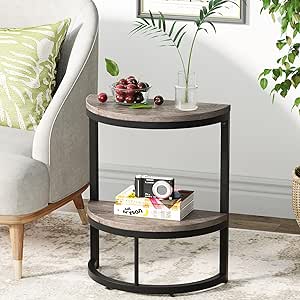 Amazon.com: Tribesigns 2-Tier End Table Half Round, Narrow Semi Circle Side Tables with Storage ...