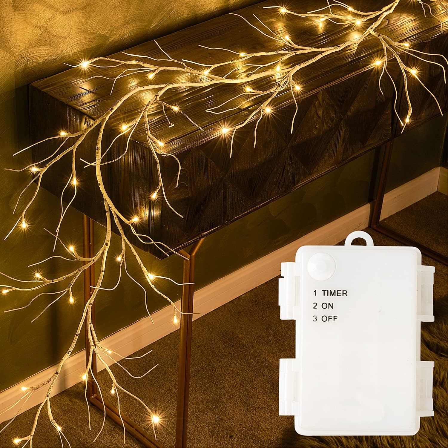Amazon.com: BAOLITVINE Lighted Twig Garland Brown 6FT 120 Warm White ...