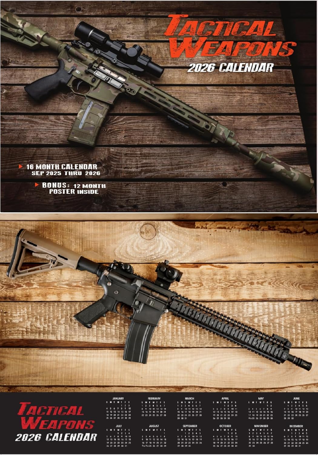 2026 TACTICAL WEAPONS WALL CALENDAR w/Poster, 2025-2026 16 Months, Swat ...