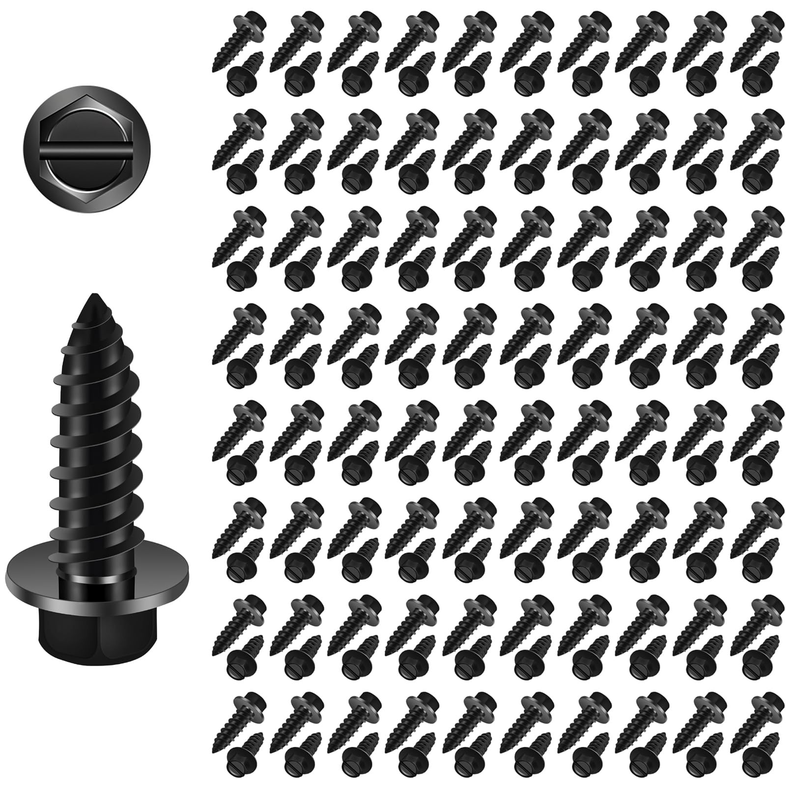 Amazon.com: 【Upgraded】 100 Pcs Black License Plate Mounting Screws for ...