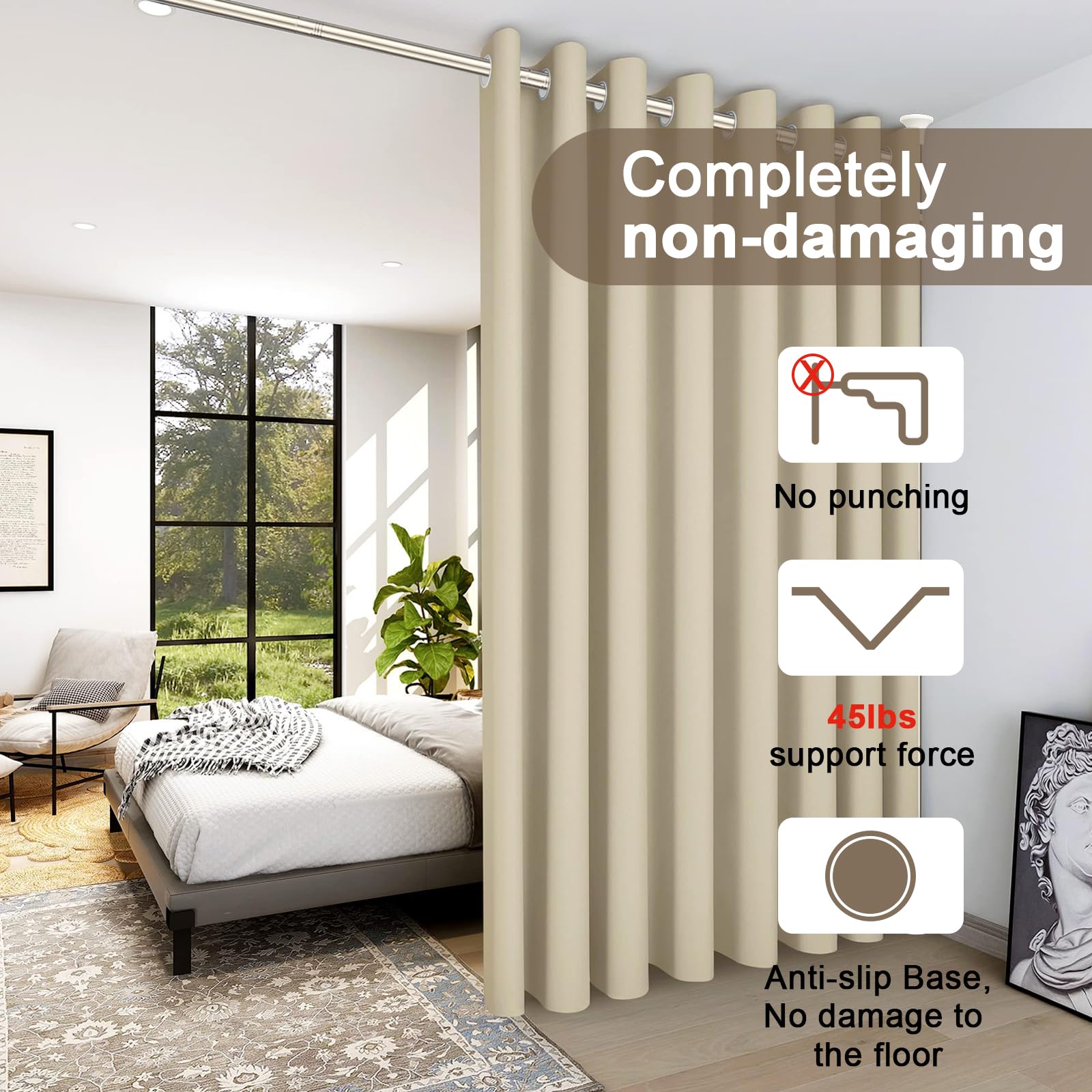 Snapklik.com : Curtain Divider Stand - 48 To 72 Inches Expandable Room ...