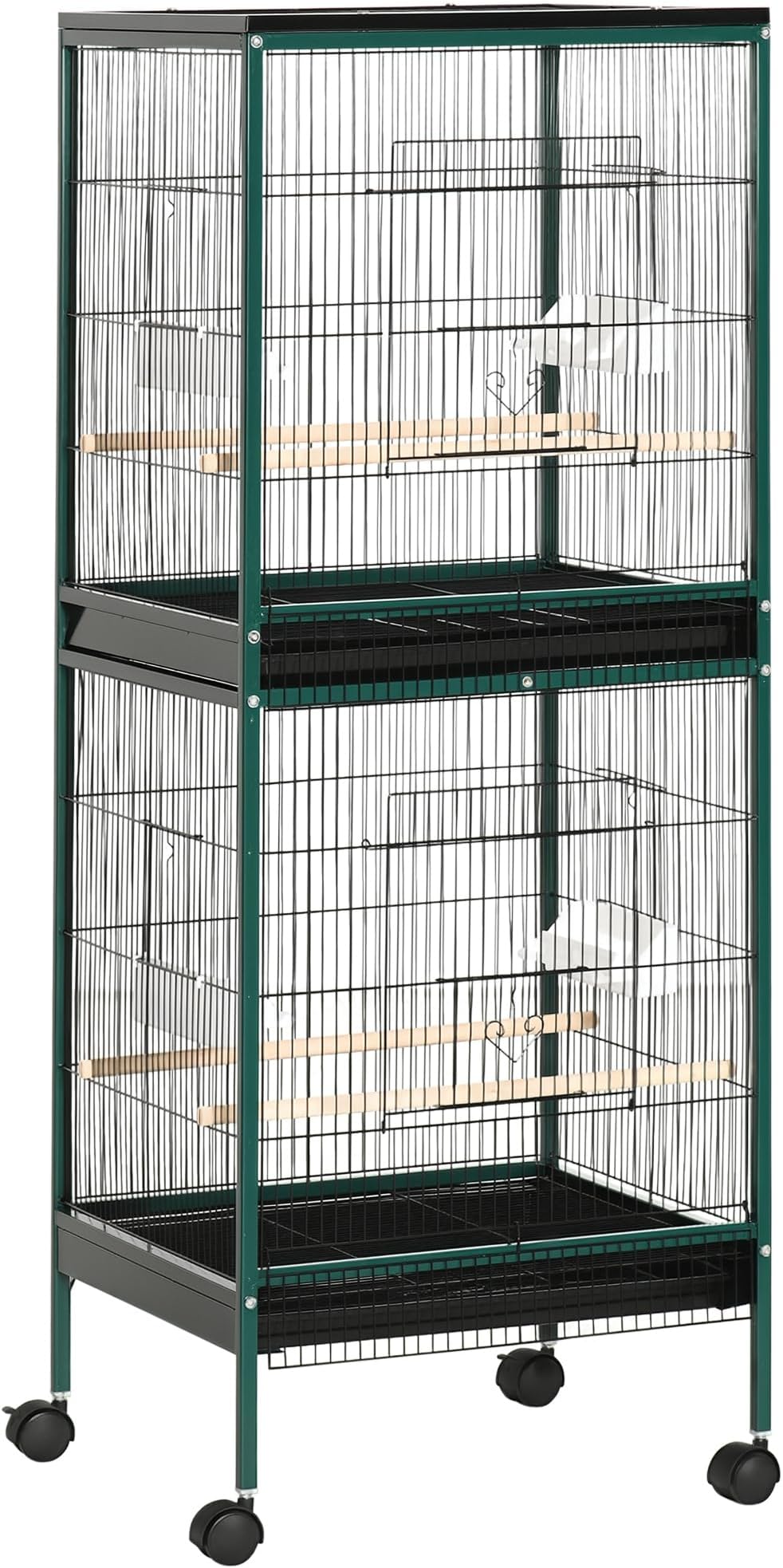 PawHut Cage Oiseau sur Pied, volière Oiseaux intérieure sur roulettes ...