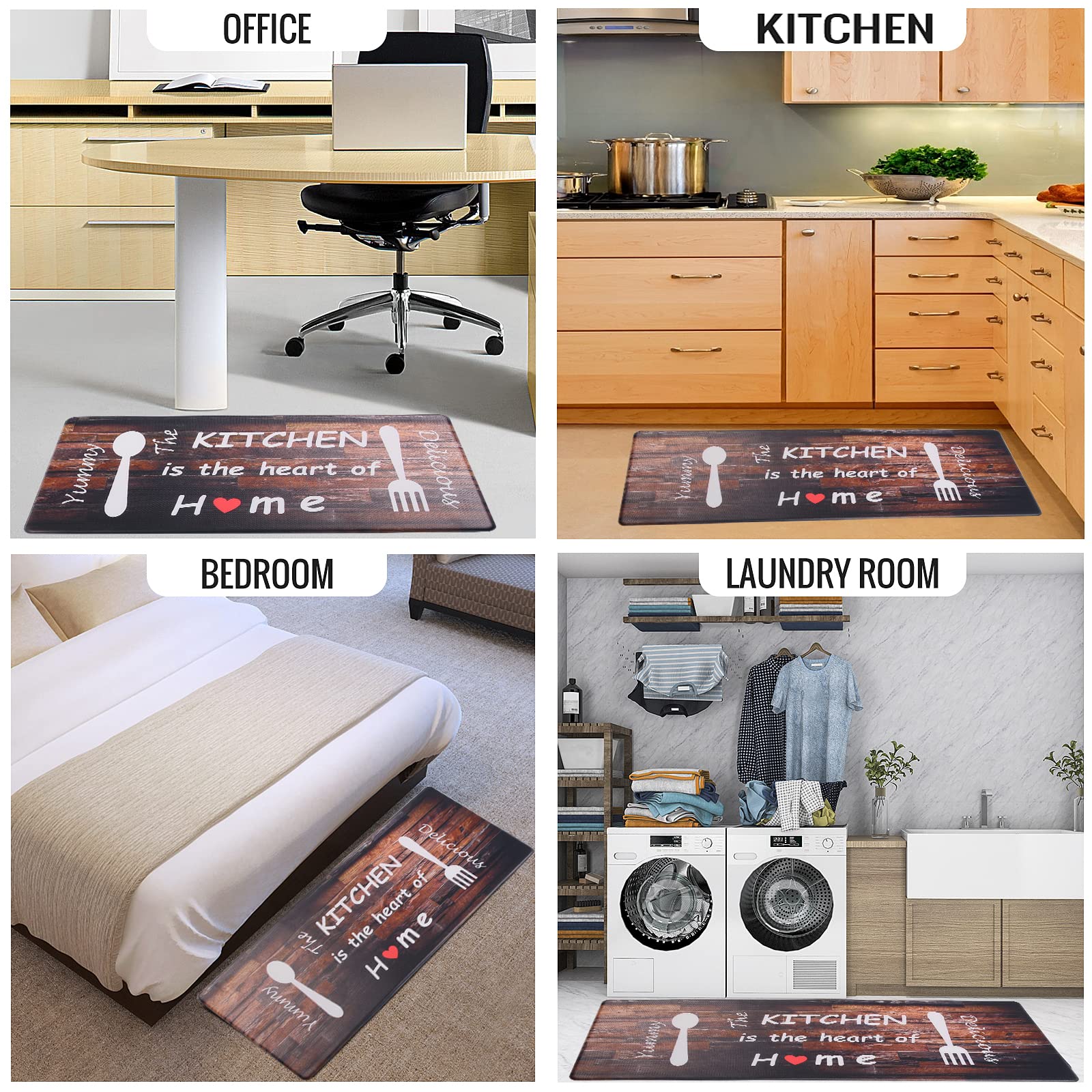 Farmhouse Kitchen Rugs Sets 2 Piece Cushioned Anti Fatigue Kitchen Mat ...