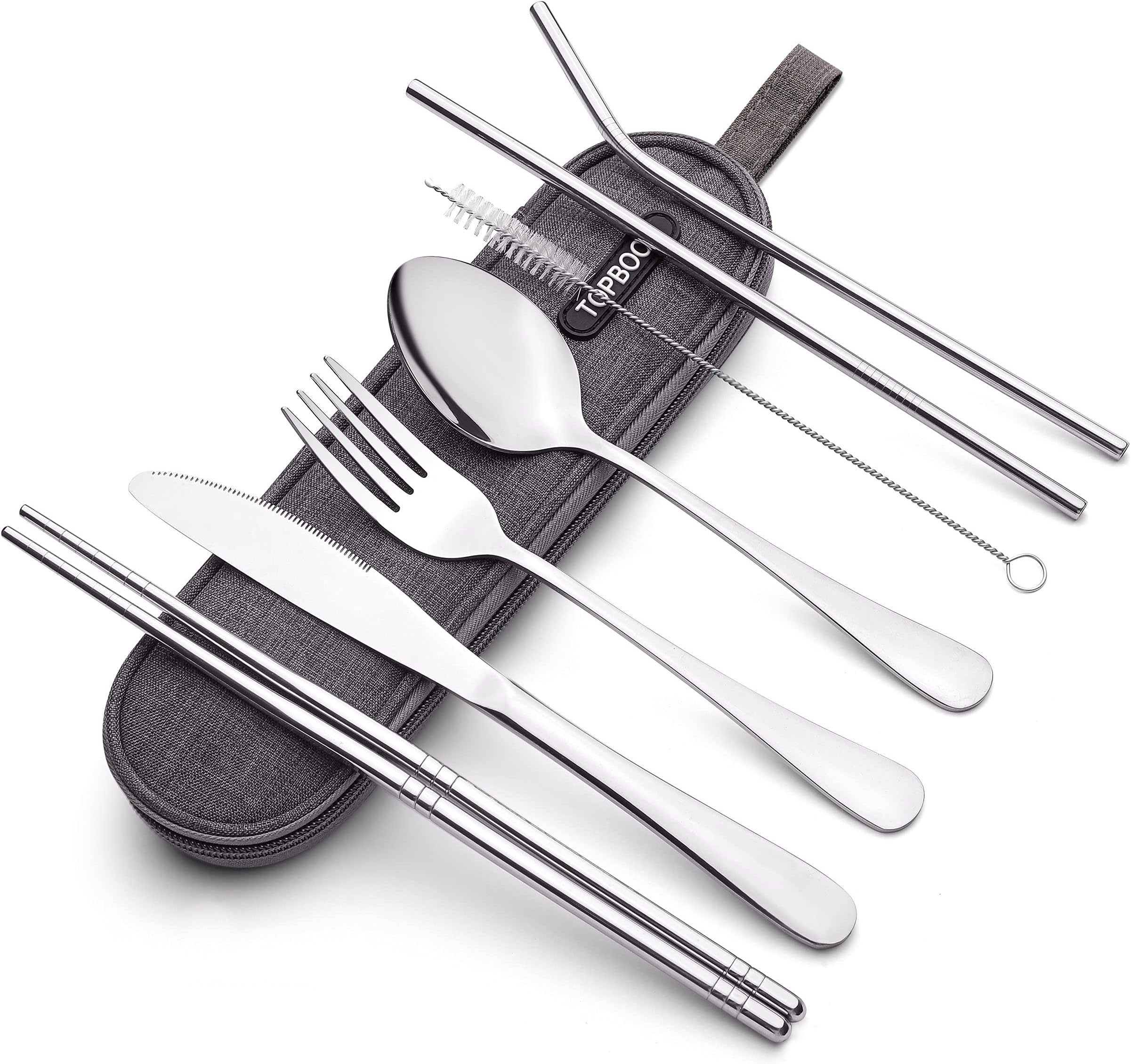 Amazon.com: Portable Utensils,Travel Camping Cutlery Set, Portable Stainless Steel Flatware Set ...