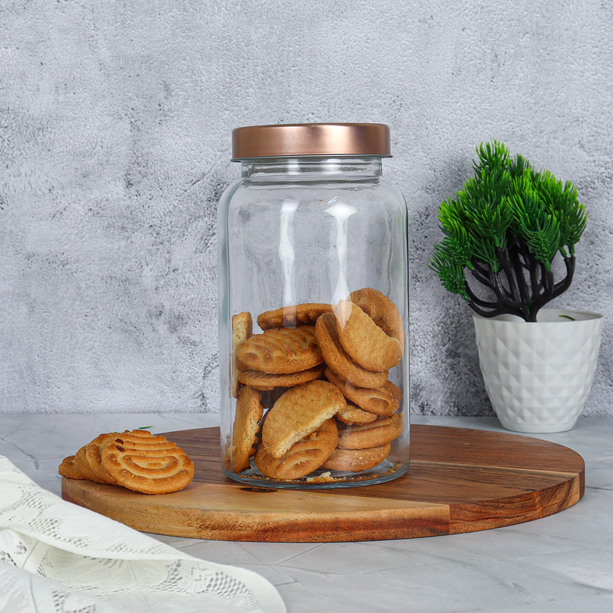 Femora Kitchen Storage Jars Clear Glass Jar With Steel Lid Air Tight ...