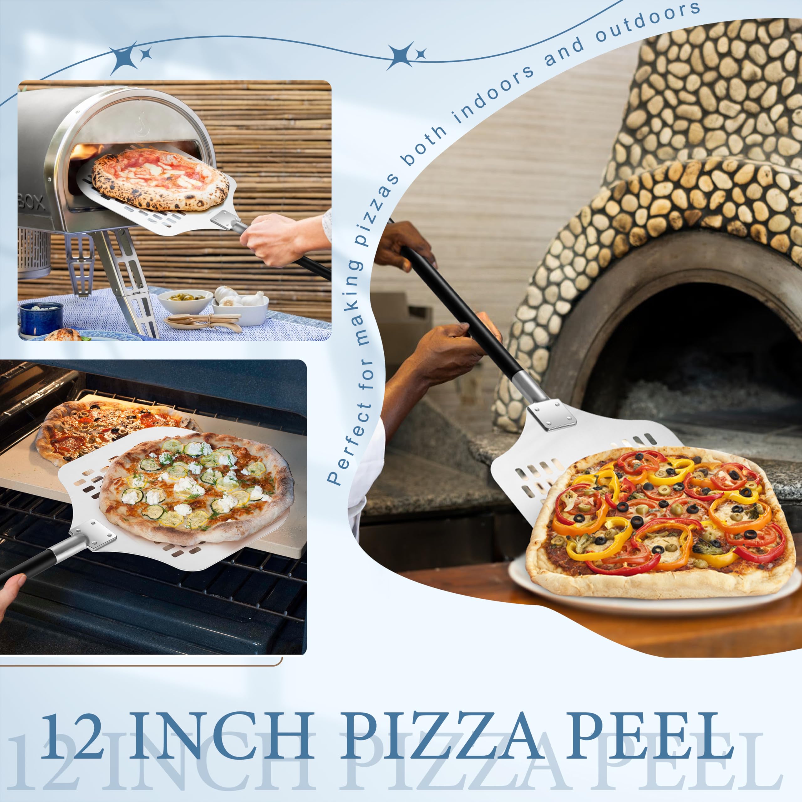 Snapklik.com : Aluminum Pizza Peel Spatula Set, 12 Inch Pizza Paddle ...