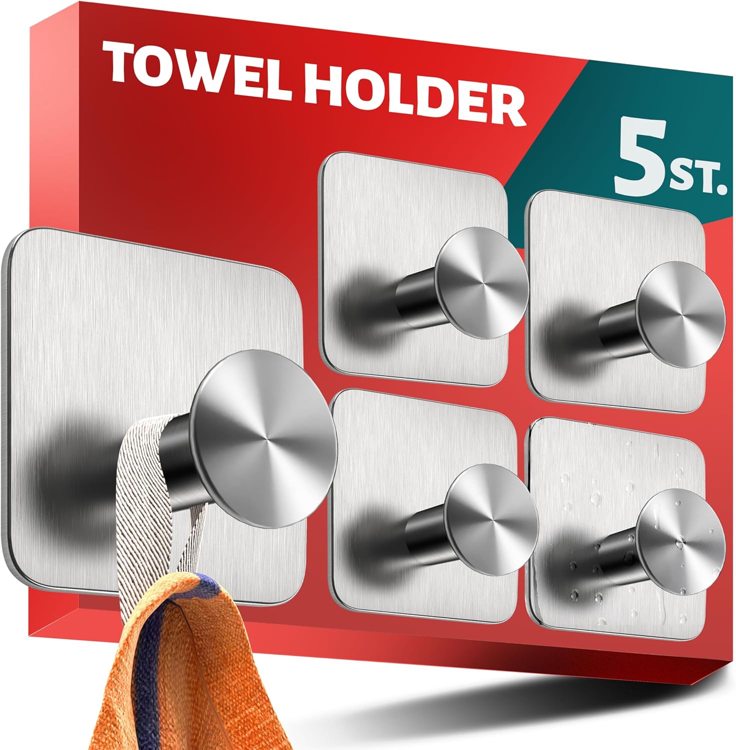 Menz 5 no-Drill self Adhesive Hooks – Stainless Steel Stick on Hooks ...