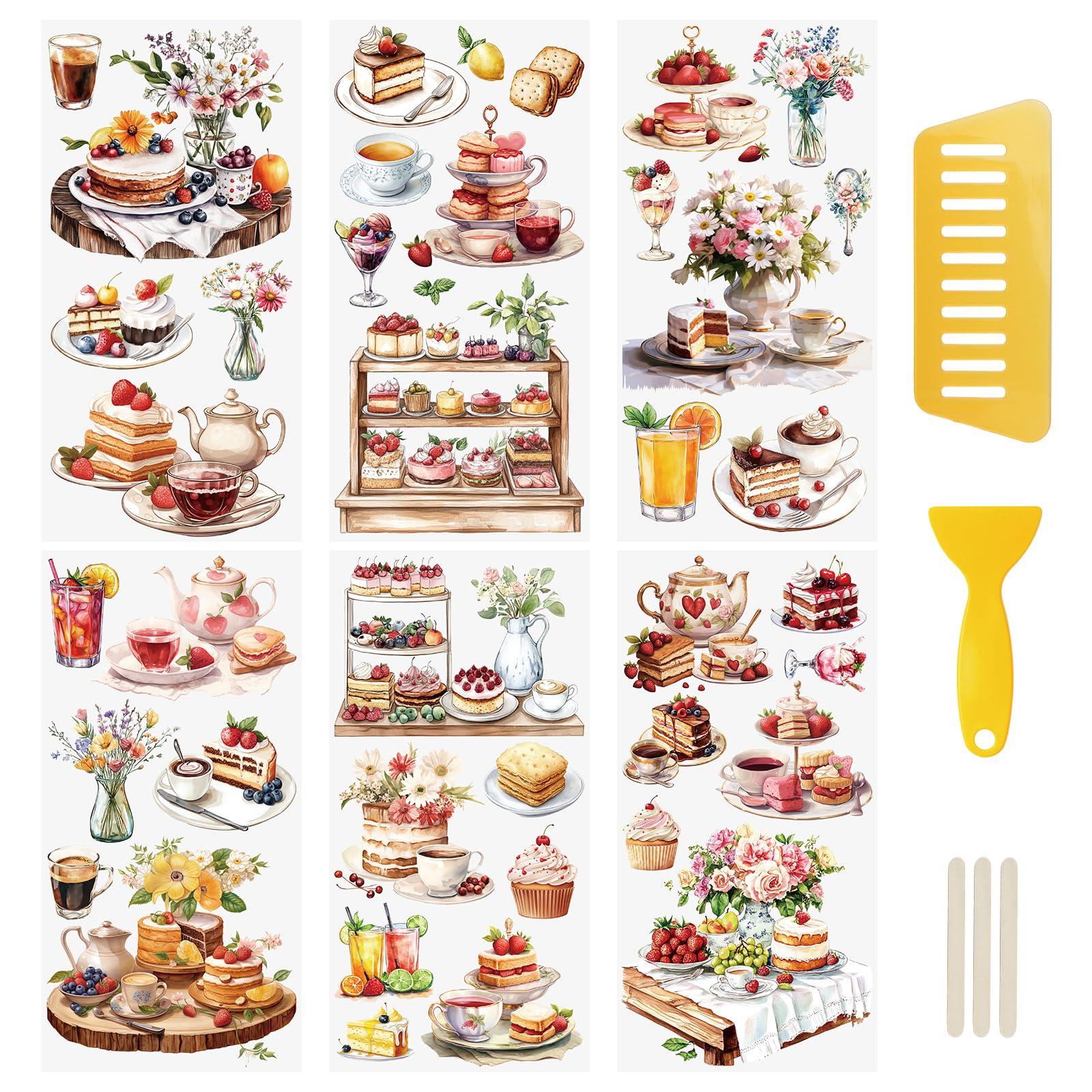Amazon.com: WANDIC 6 Sheets Rub On Transfer Sticker, Afternoon Tea ...
