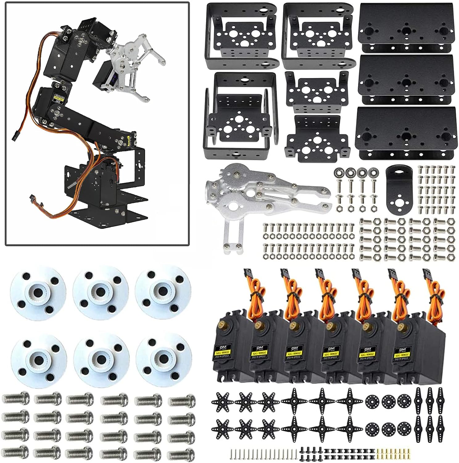 diymore Black ROT3U 6DOF Aluminium Robot Arm Mechanical Robotic Clamp ...