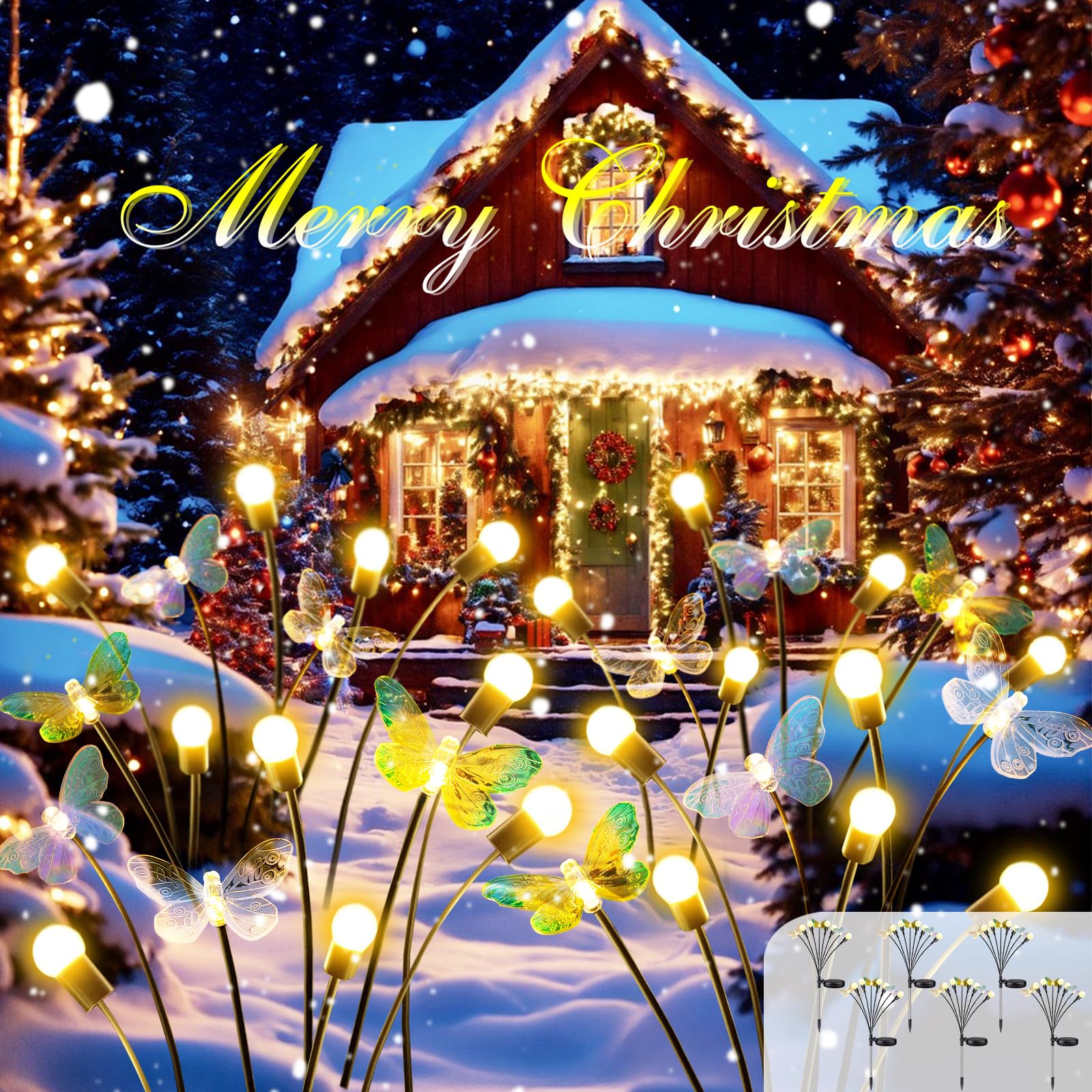 Solar Butterfly Christmas Lights, 6 Pack Solar Butterfly Firefly Lights ...