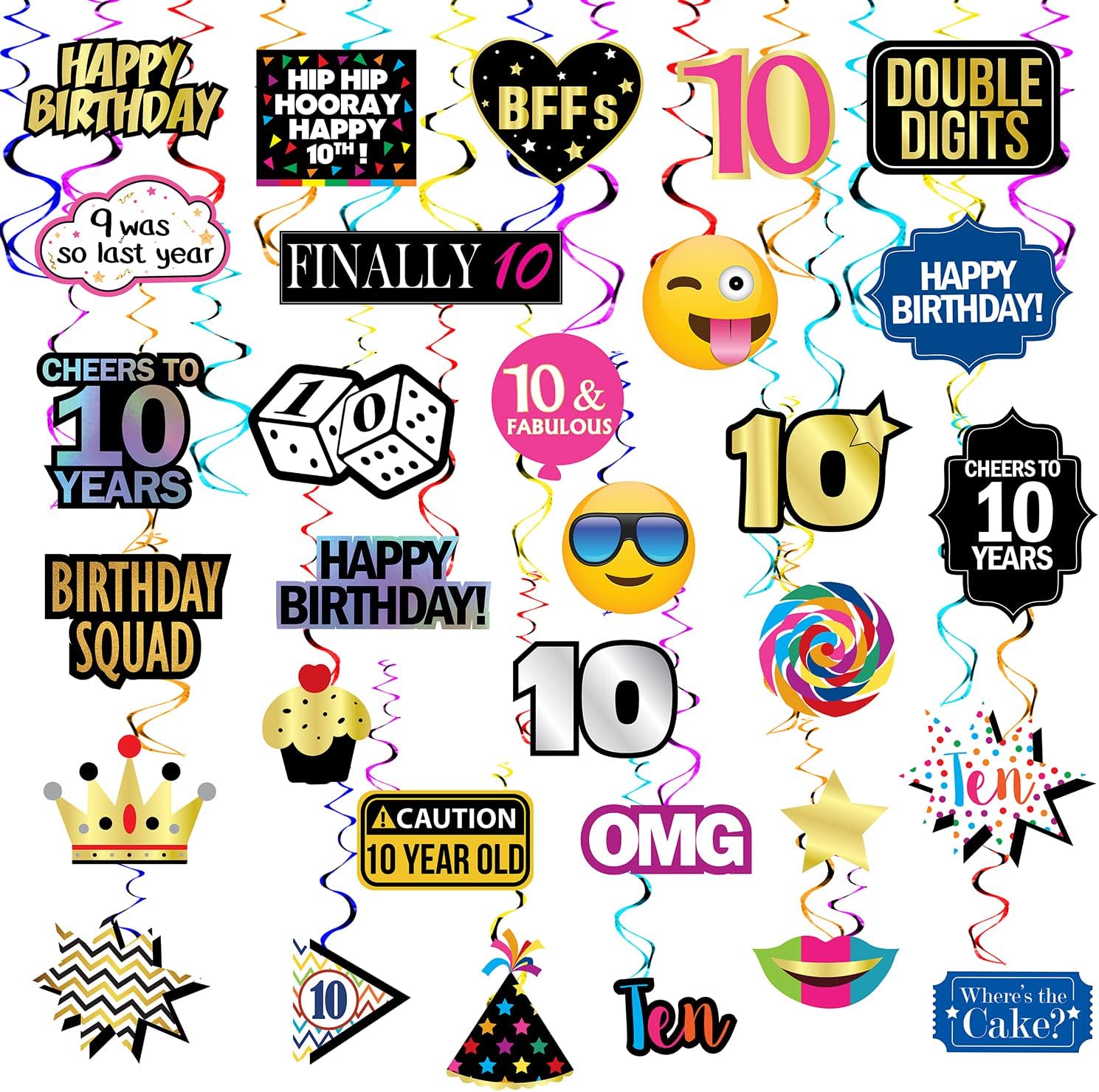 Amazon.com: Pre-Strung Happy 10th Birthday Letter Banner Sign Backdrop ...