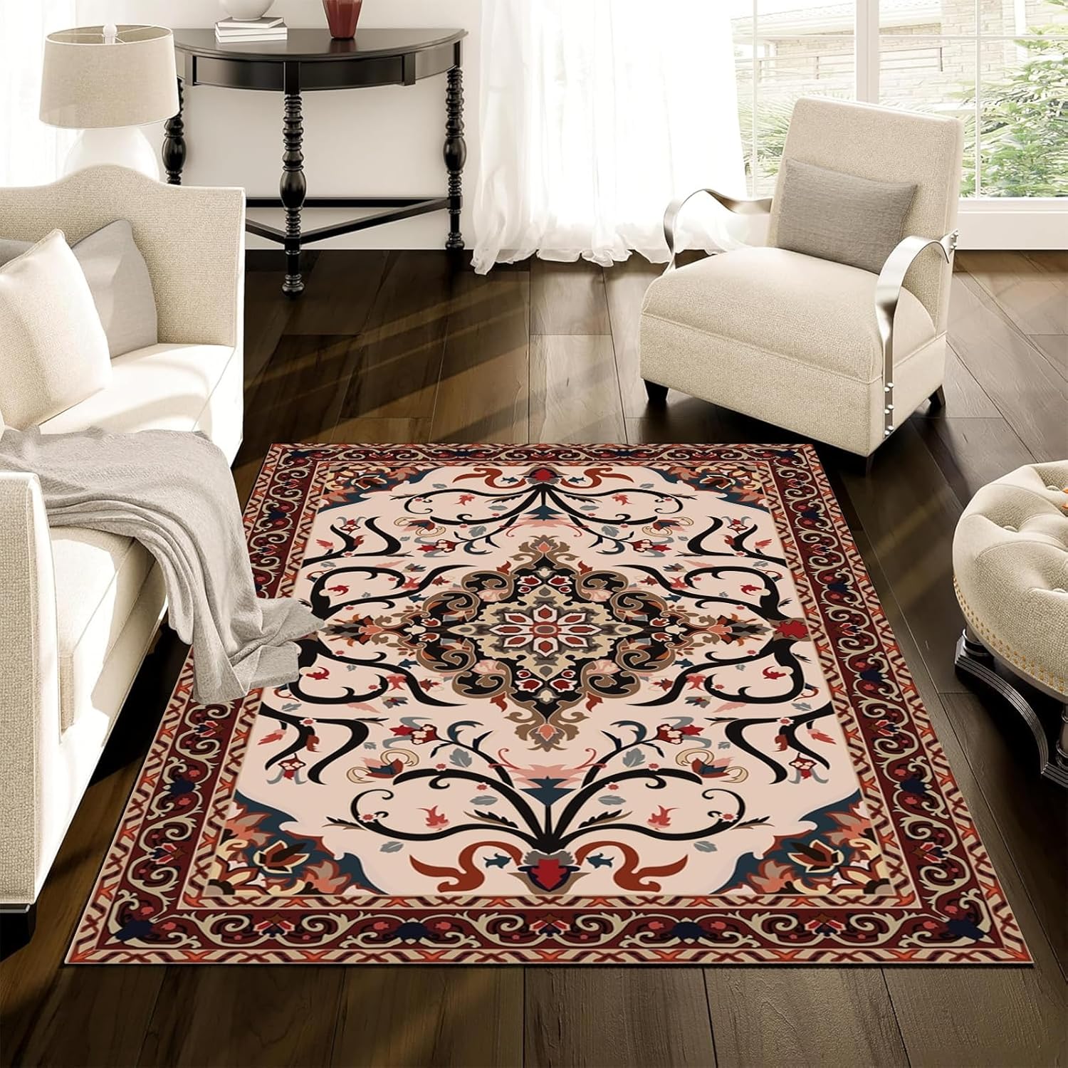 Amazon.com: 3x5 Boho Area Rug Non-Slip Washable Rugs Soft Vintage ...