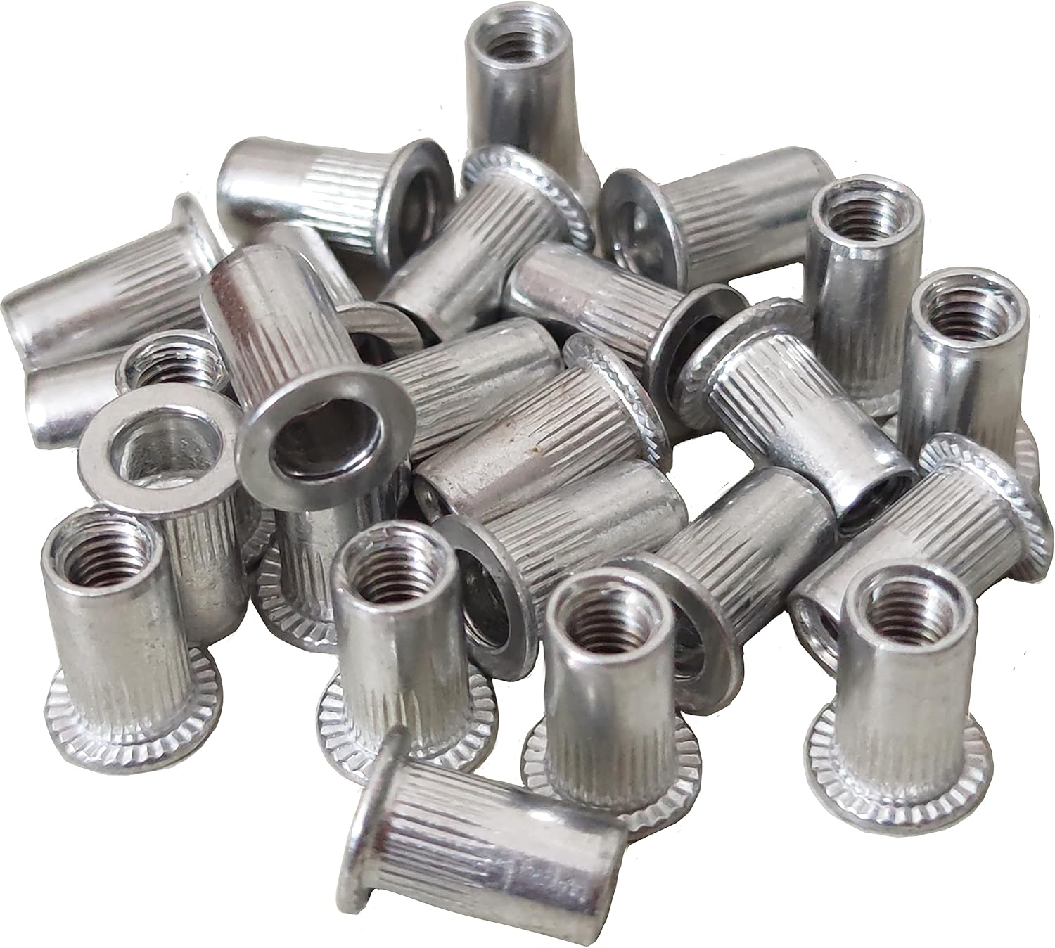 ZJIA Aluminum Flat Head M6 Blind Insert Rivet Nut Rivnut 6mm(Pack of 25 ...