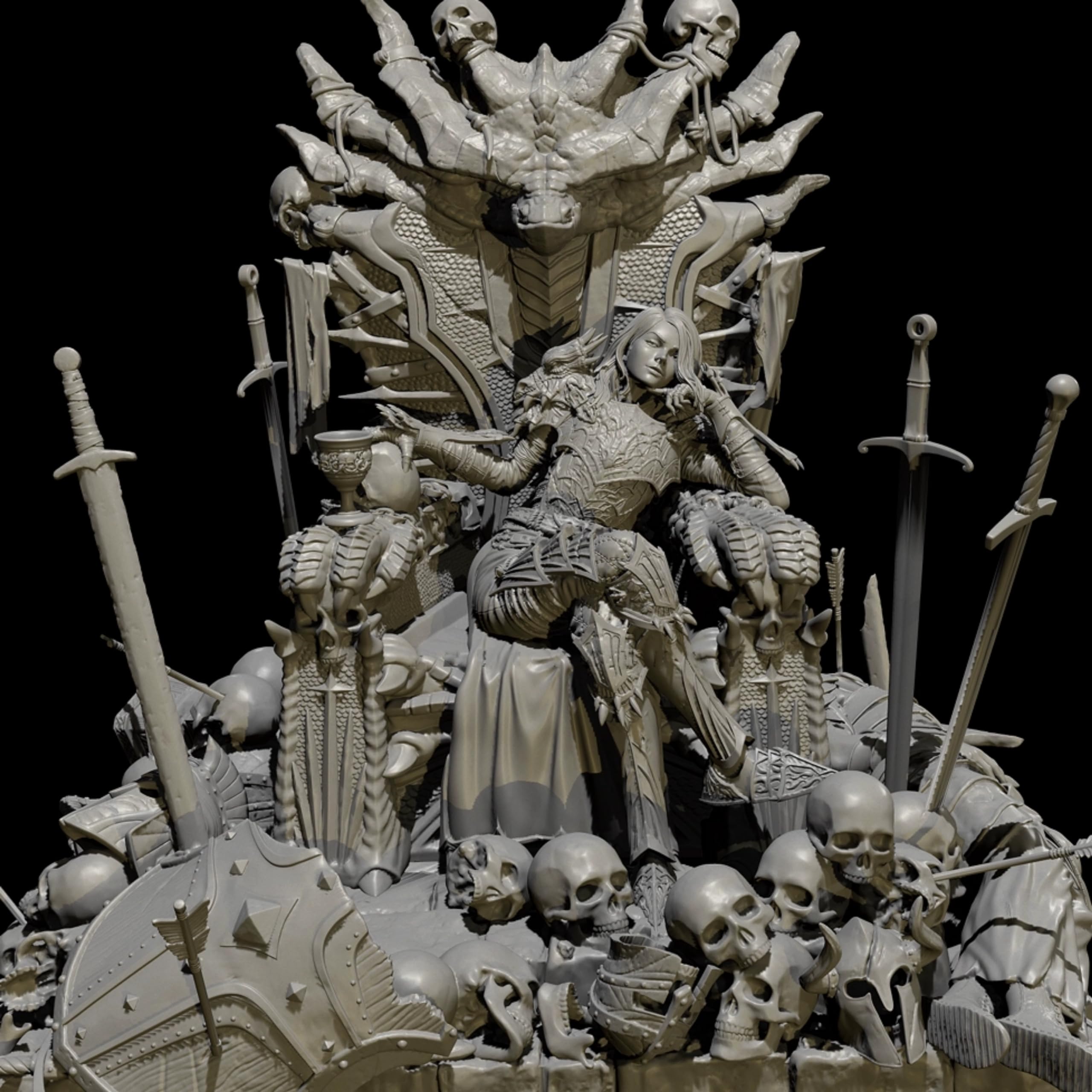 70mm Ancient Hell Woman Warrior Resin Model KitUnpainted and ...