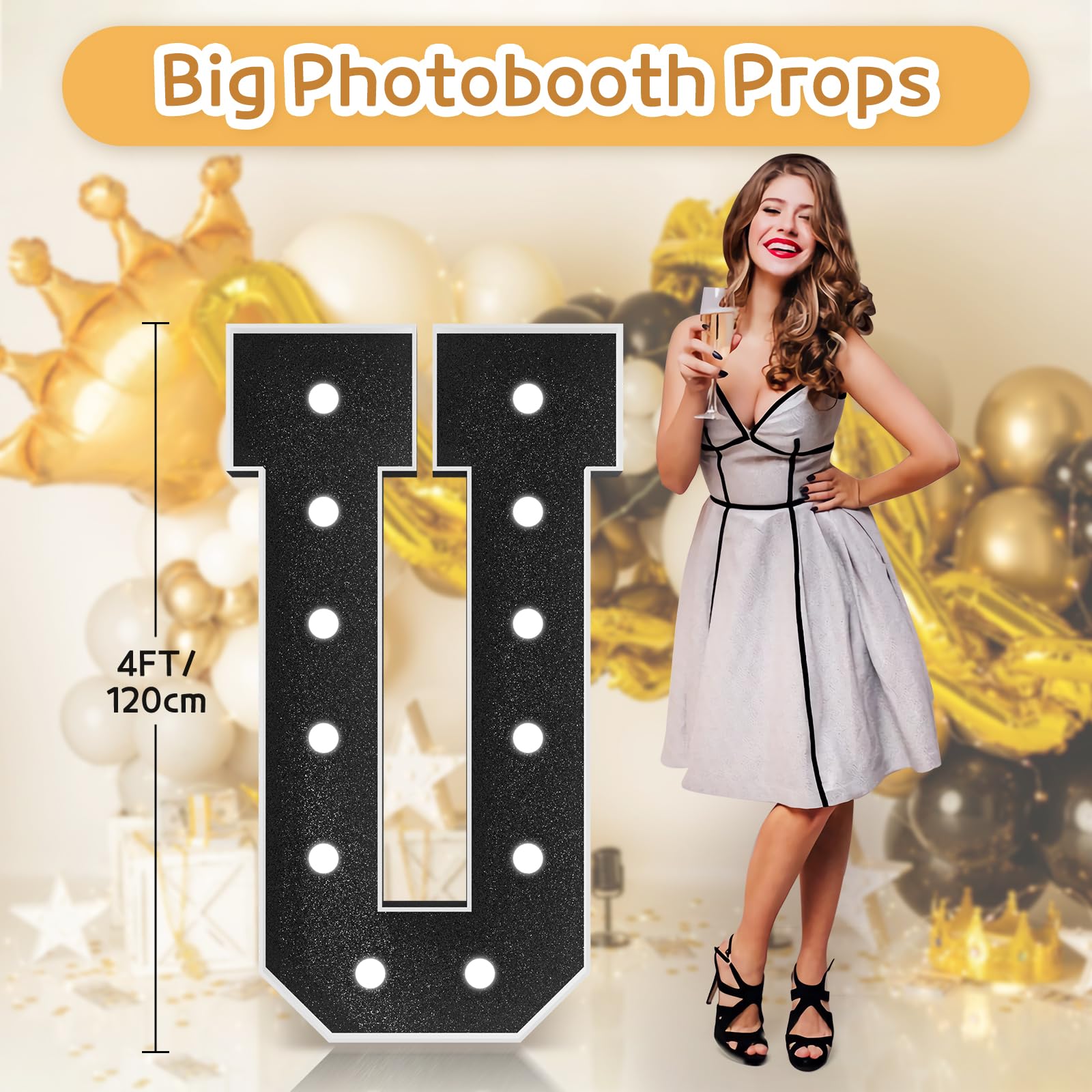 Snapklik.com : Marquee Letters Black Birthday Decorations: Large 4 Feet ...
