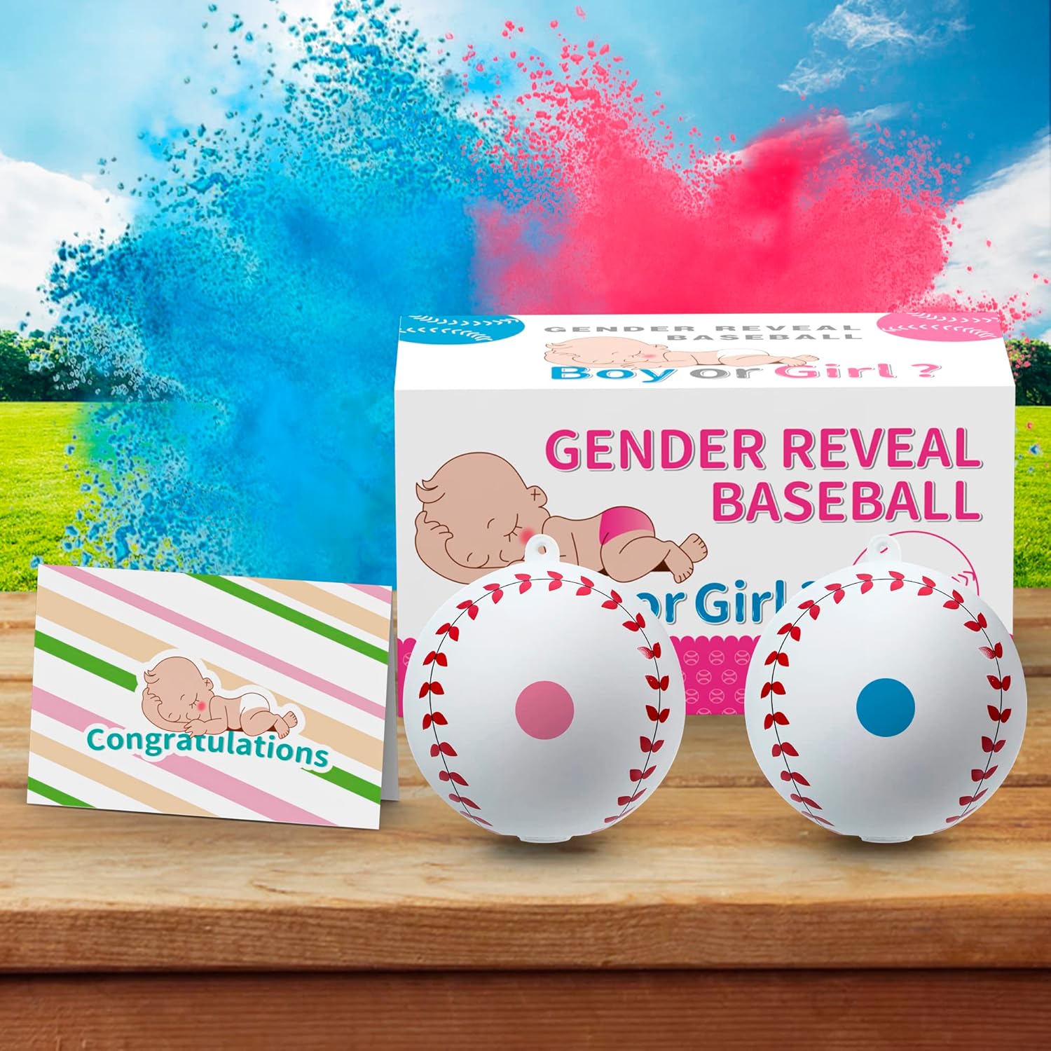 Amazon.com: POPUPARTY 2 Pack Gender Reveal Baseball with Pink & Blue ...