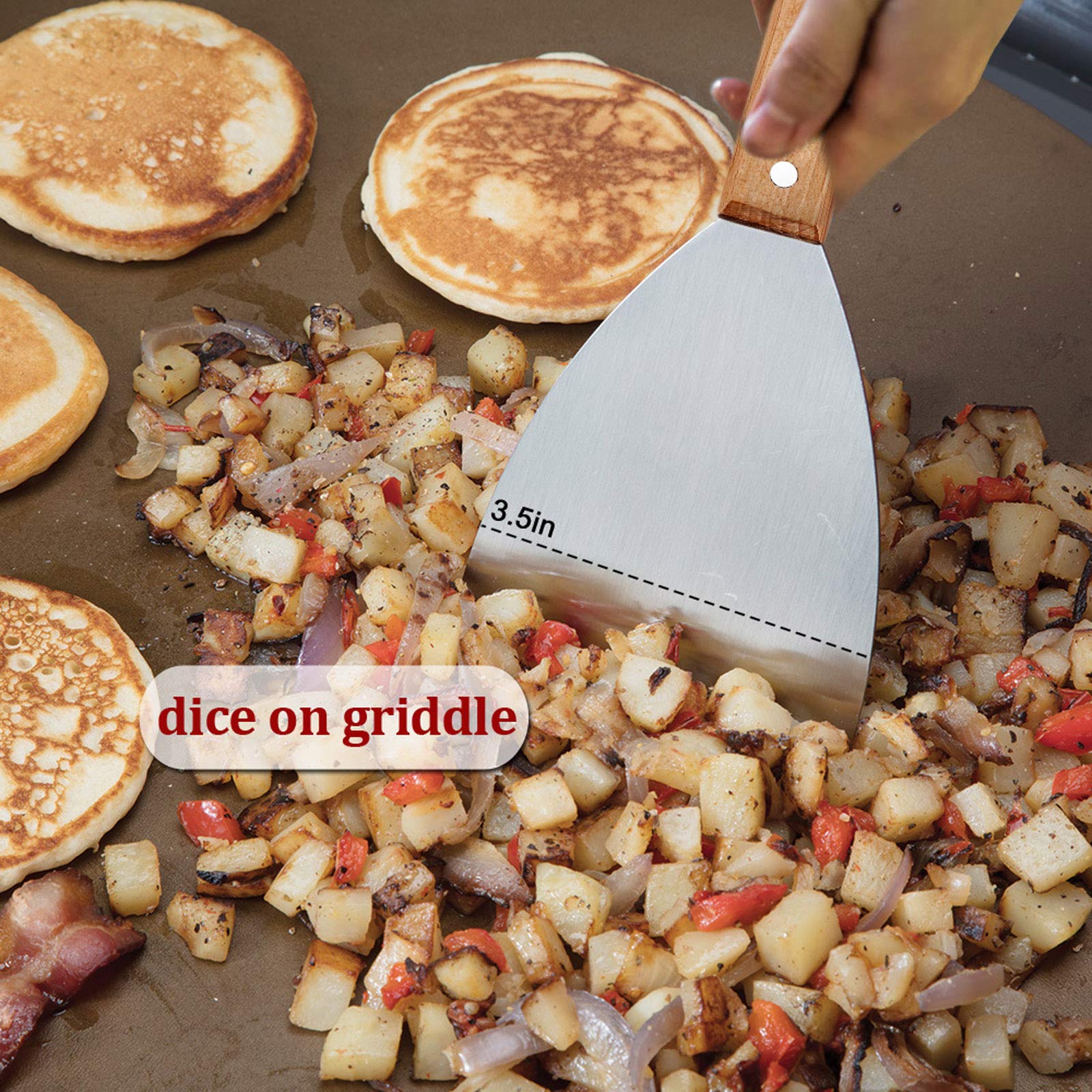 Snapklik.com : Wooden Griddle Scraper Set Of 2, Stainless Steel Metal ...