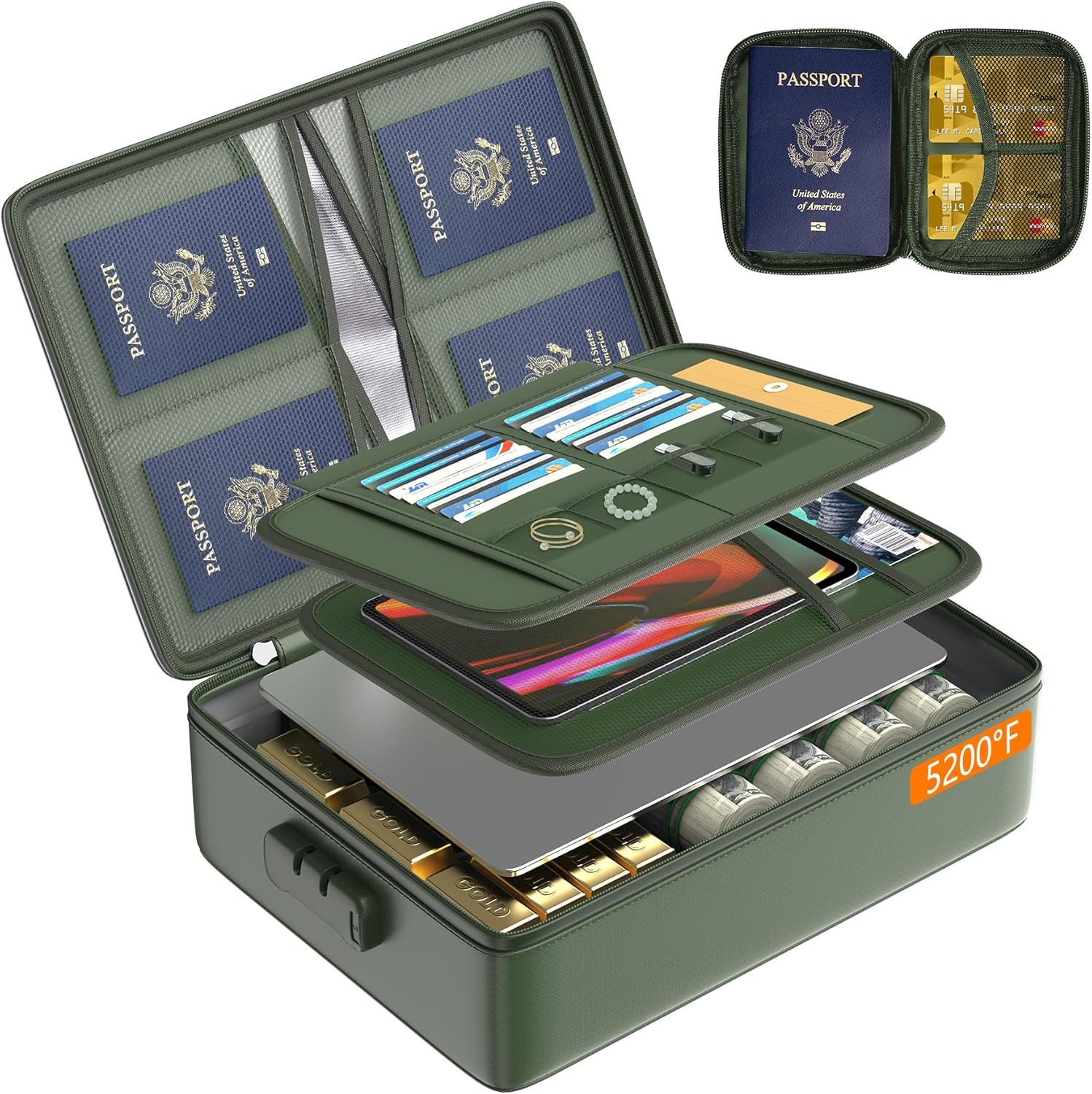 Amazon.com: Grothery 5200°F Fireproof Document Box with Lock Fireproof ...