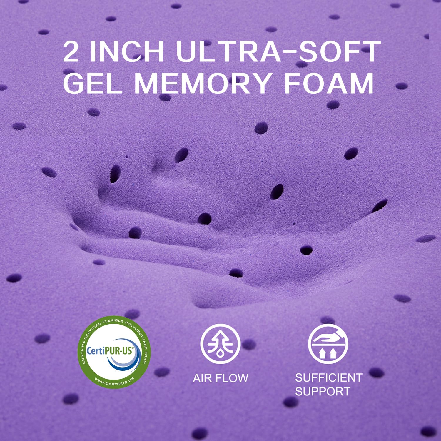 BDEUS Dual Layer 2 Inch Memory Foam Mattress Topper Twin Size,Cooling ...