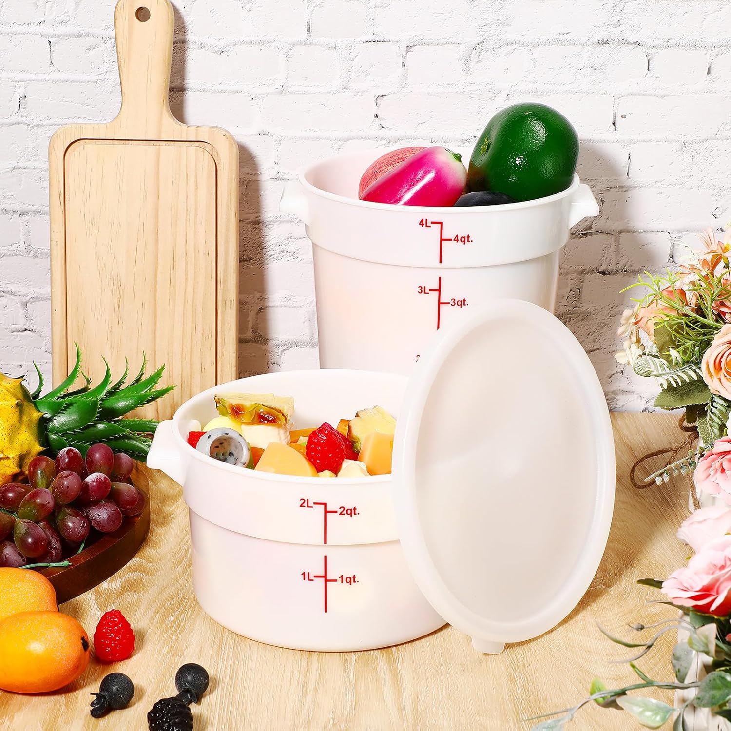 Ziliny 4 recipientes de almacenamiento de alimentos de 2 y 4 cuartos de ...