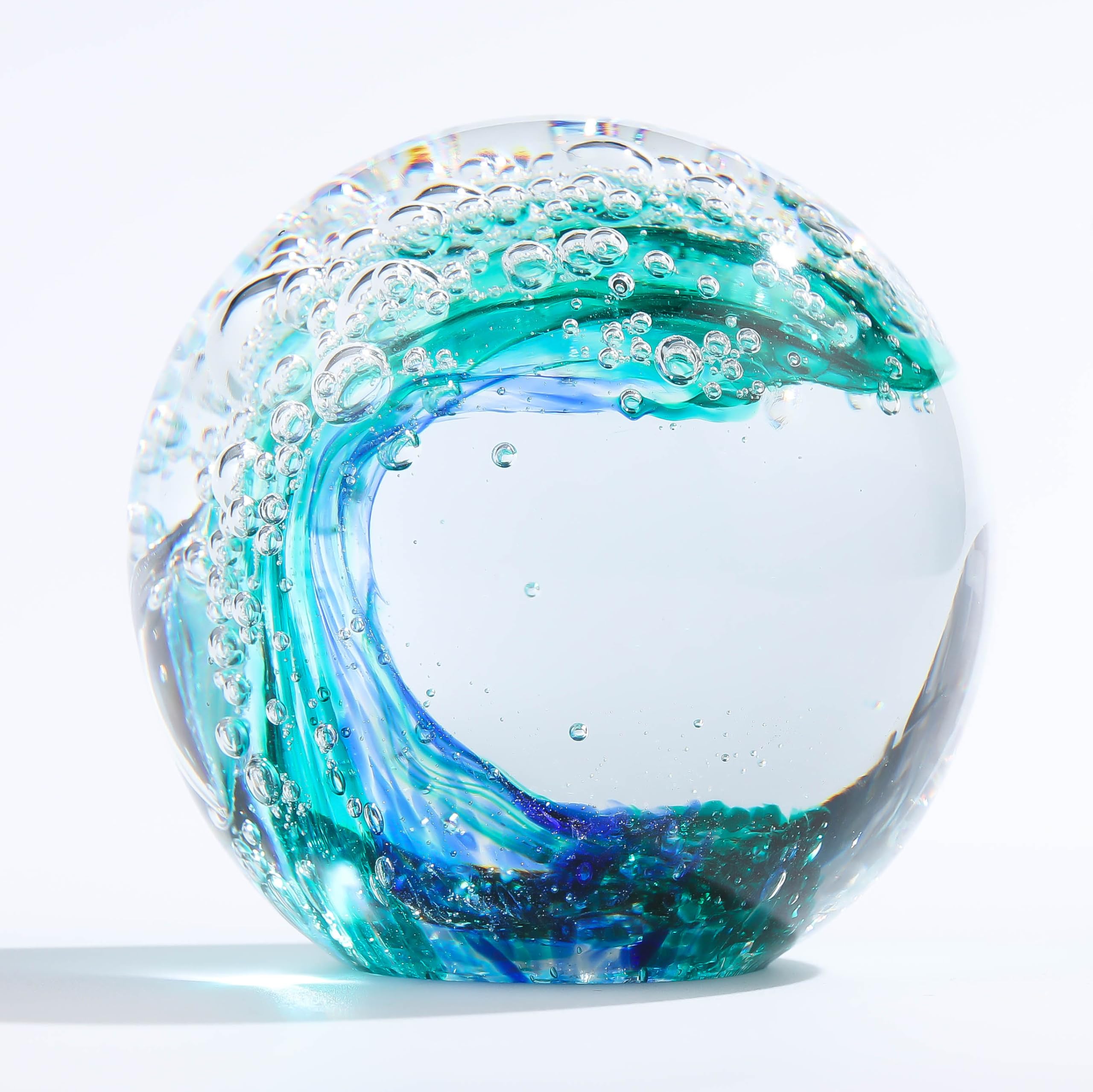 Amazon.com: Qianwei Hand Blown Glass Figurines Ball Ocean Waves ...