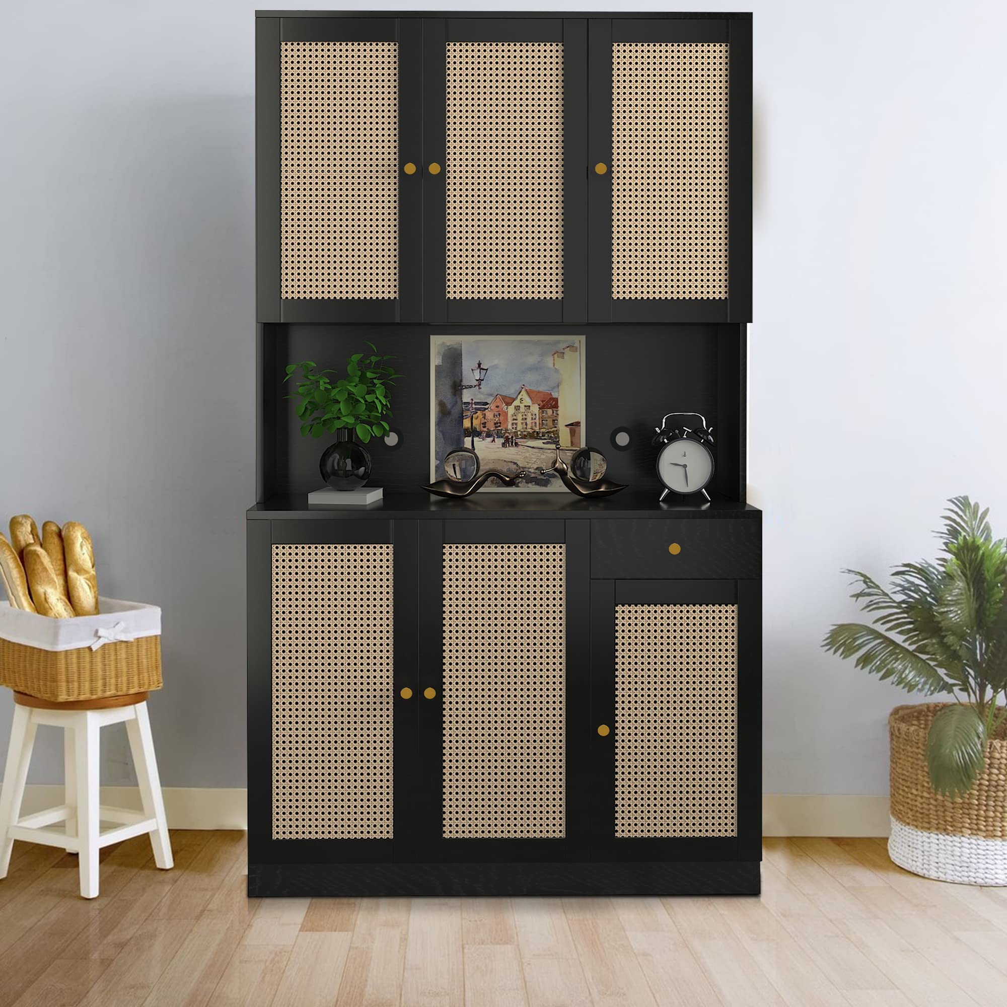 Wicker Indoor Furniture Hutch Bay Isle Home Cerelia 63'' Rattan