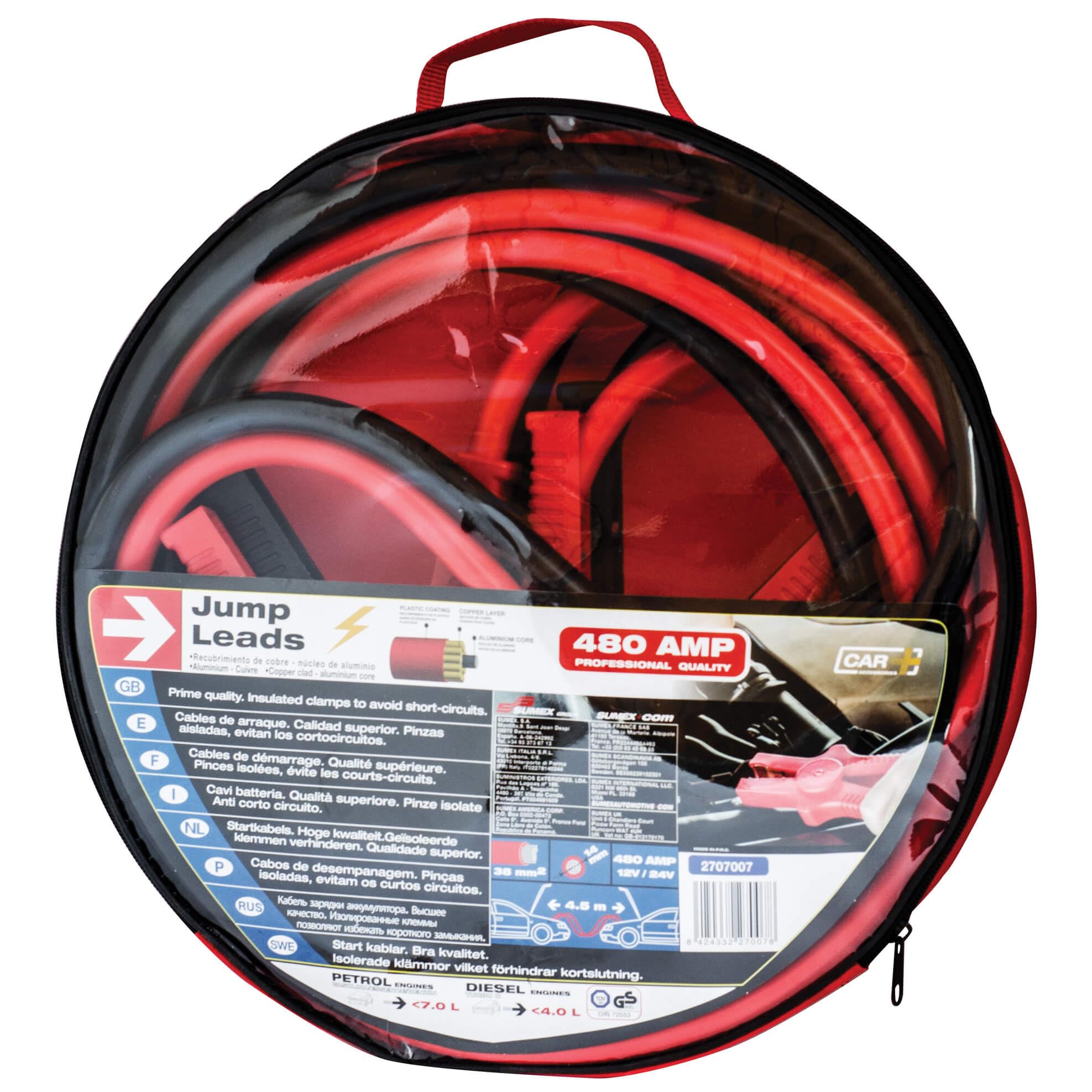 Sumex Jump Lead Booster Cables Professional Heavy Duty 500 Amp : Amazon ...