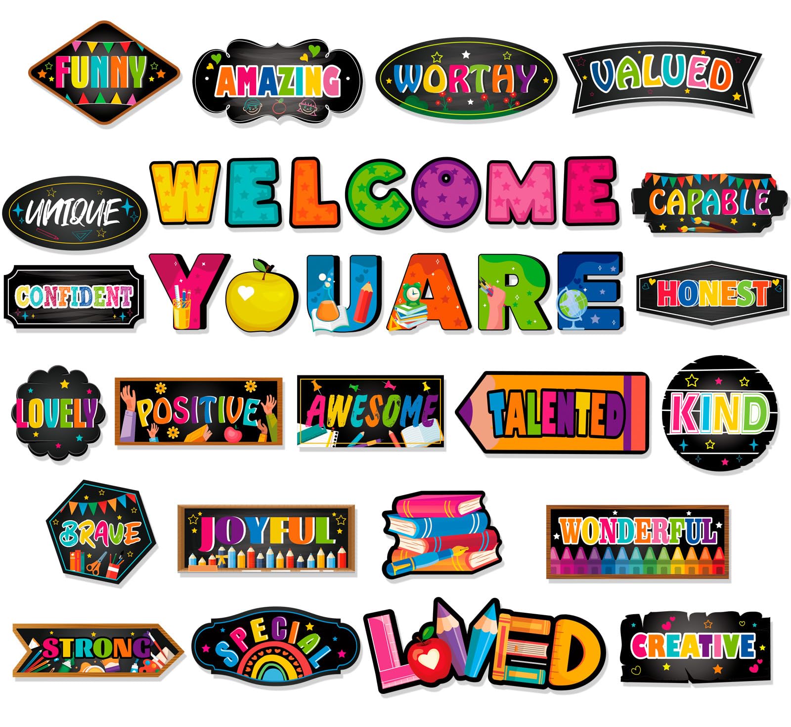 Amazon.com: HOWAF 34pcs Chalkboard Affirmation Station Bulletin Board ...