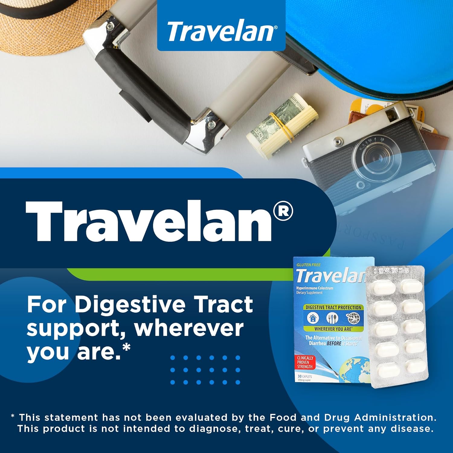 TRAVELAN Medicina de viaje antidiarrea para alivio de gases, hinchazón ...