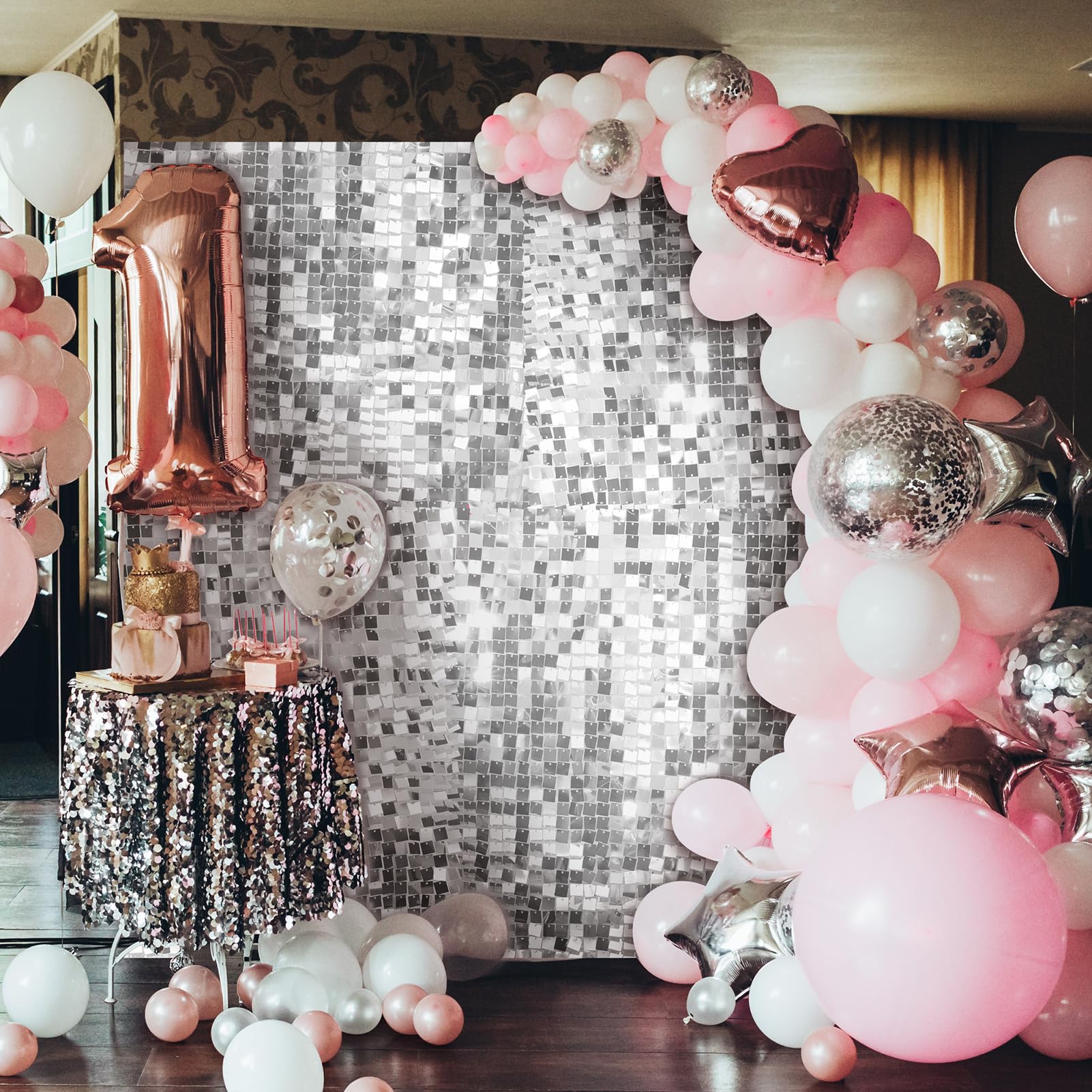 Snapklik.com : 18PCS Silver Disco Backdrop, Silver Streamer Panels ...