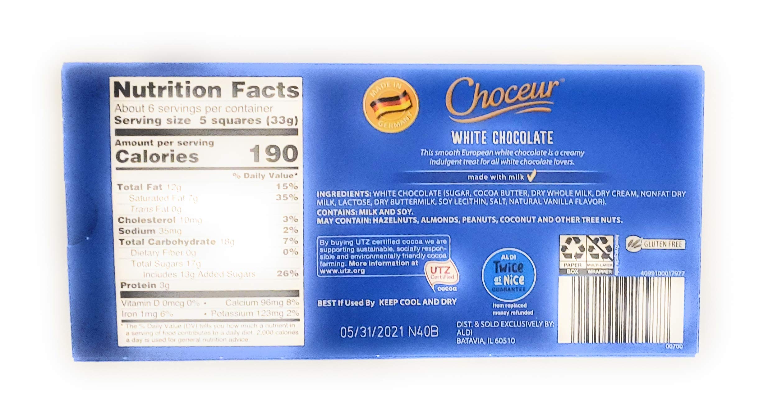 Choceur White Chocolate -- Smooth White Chocolate(Pack of 2): Buy ...