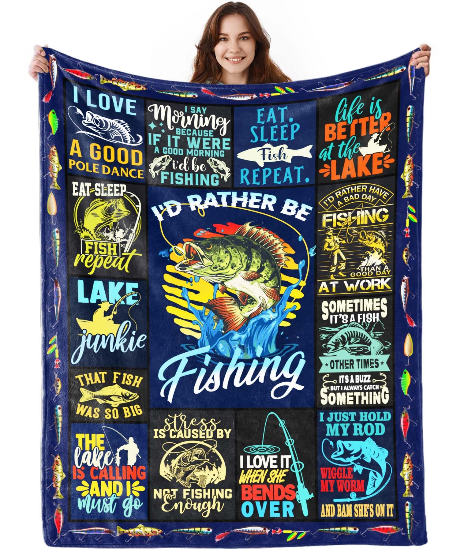 Amazon.com: Fishing Gifts for Men Boys, Soft Flannel Fishing Throw ...