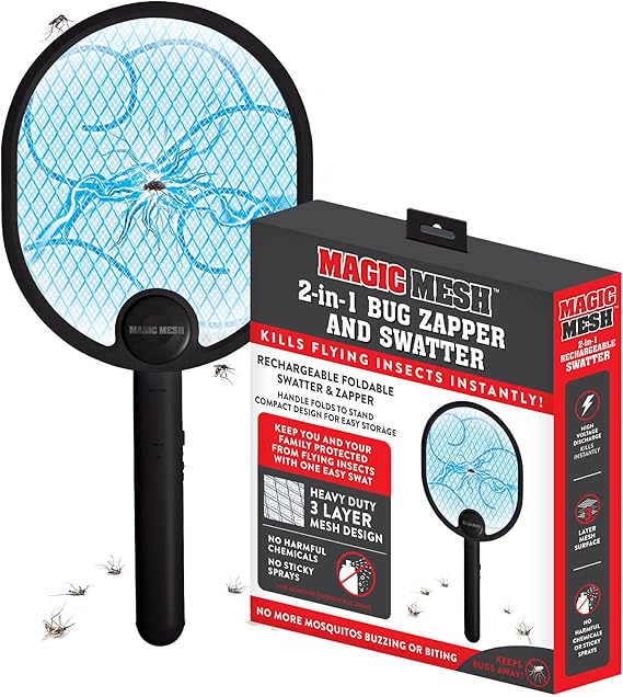 Amazon.com: Magic Mesh 2 in 1 Bug Zapper & Swatter- Rechargeable ...