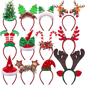 Amazon.com: BQTQ 12 Pieces Christmas Headbands Reindeer Costume Hair ...