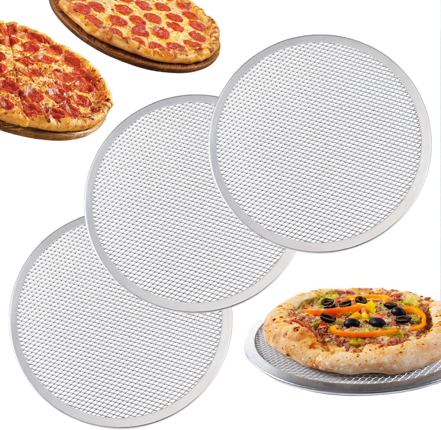 Amazon.com: Tosnail 2 Pack 12 Inches Seamless Aluminum Pizza Screen ...