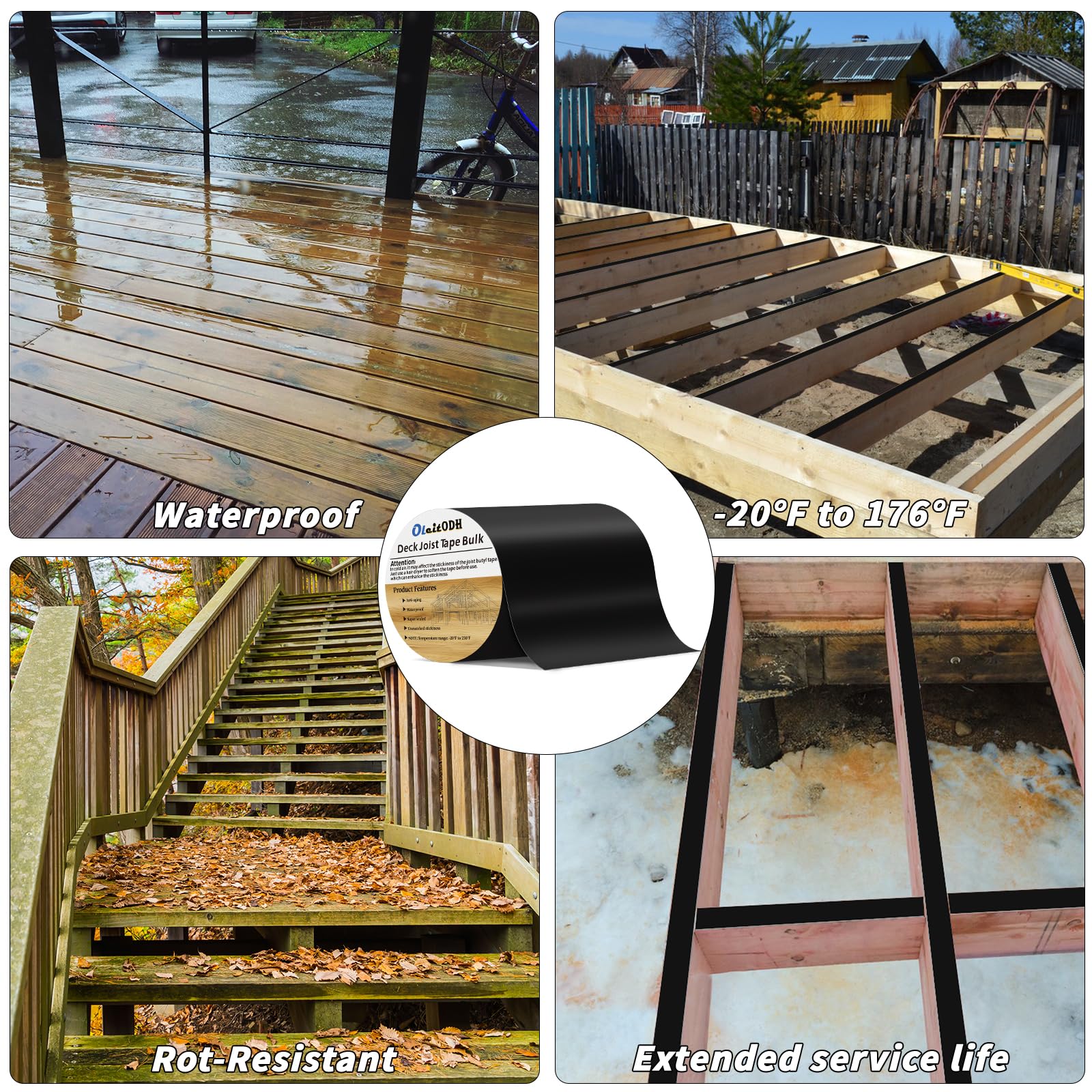Snapklik.com : 2 Rolls Butyl Joist Tape For Decking, 6 Inch X 50 Feet ...
