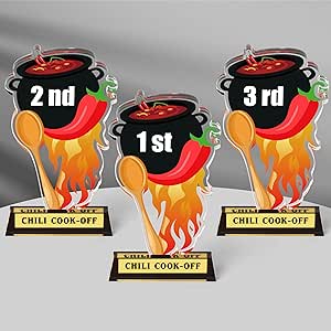 Amazon.com: WATINC Chili Cook Off Trophies - 3PCS 1st 2nd 3rd Award ...