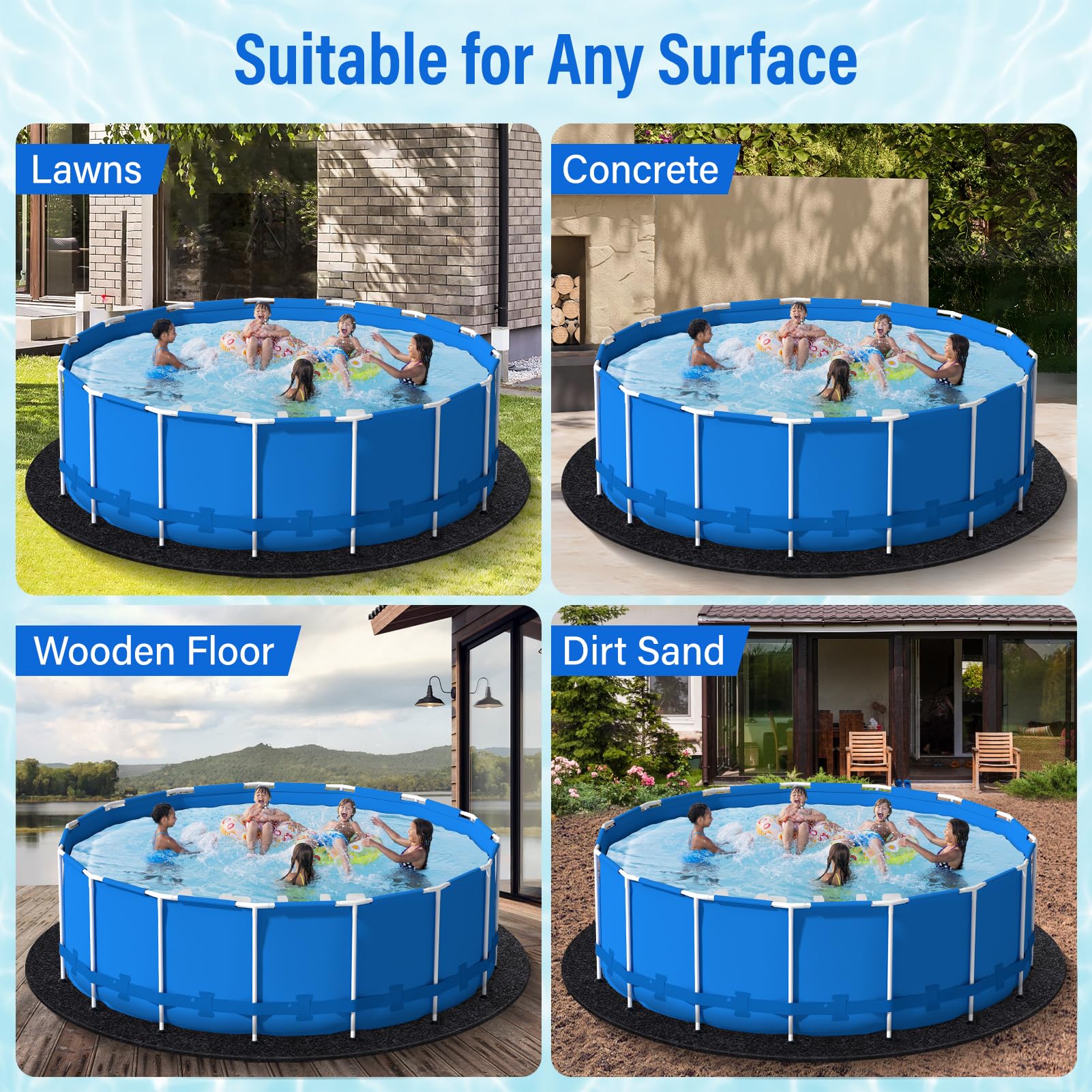 Felt Pool Pad For Grass Or Concrete 16x32 Ft Rectangle Pool Liner Pad ...