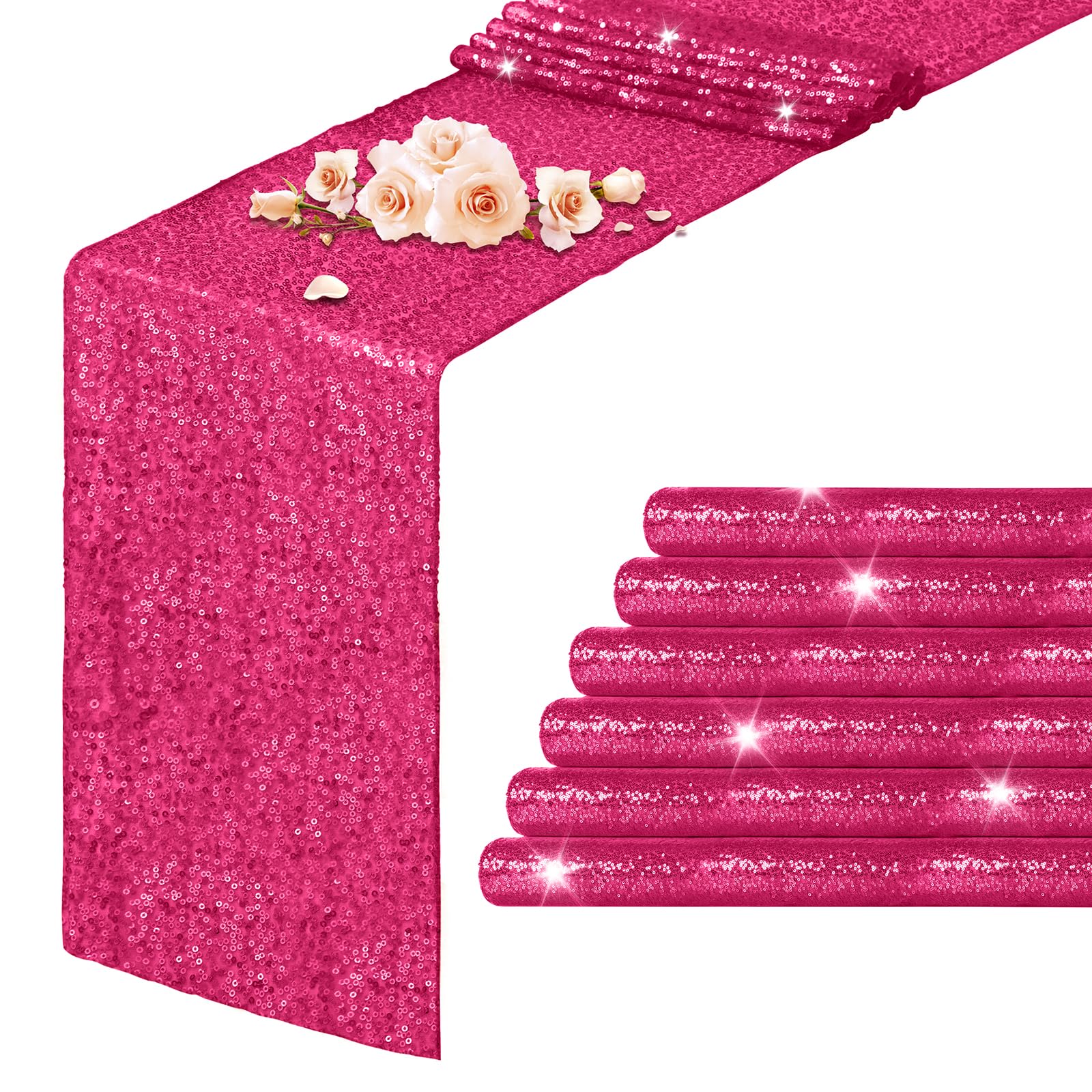 Amazon.com: DLCFLF 6 Packs Hot Pink Sequin Table Runners 12 x 108 Inch ...