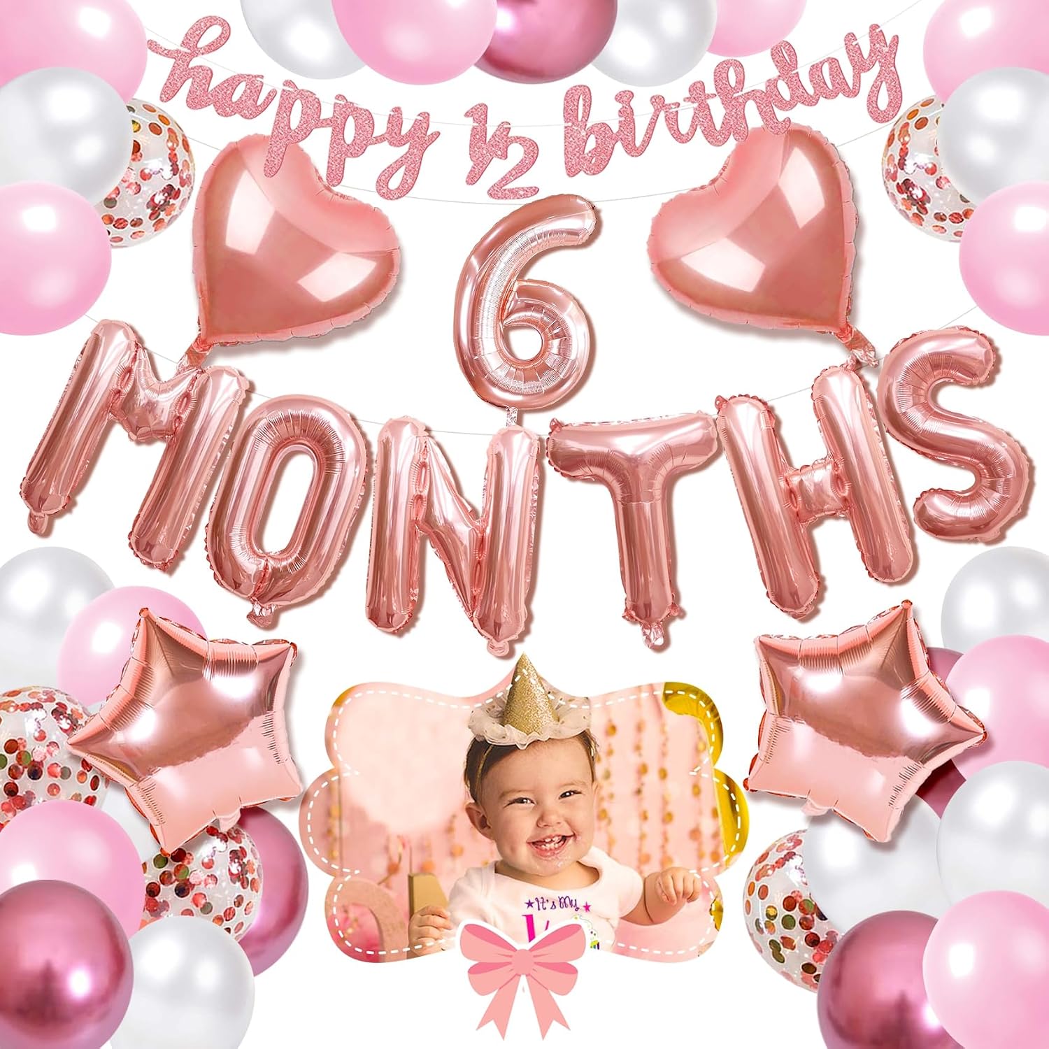 Amazon.com: 6 Months Birthday Decorations 1/2 Birthday Girl Half ...