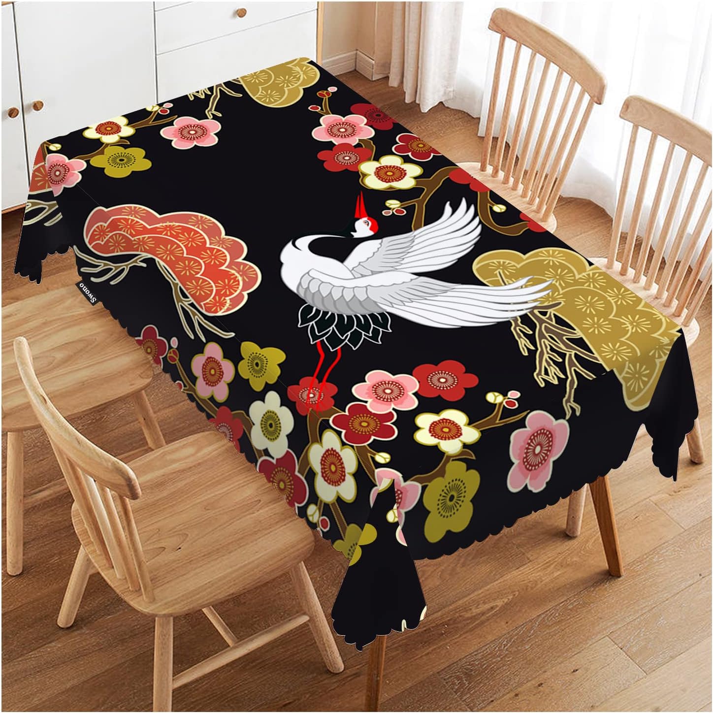 Amazon.com: Swono Japanese Crane Tablecloths Asian Oriental Heron Bird ...