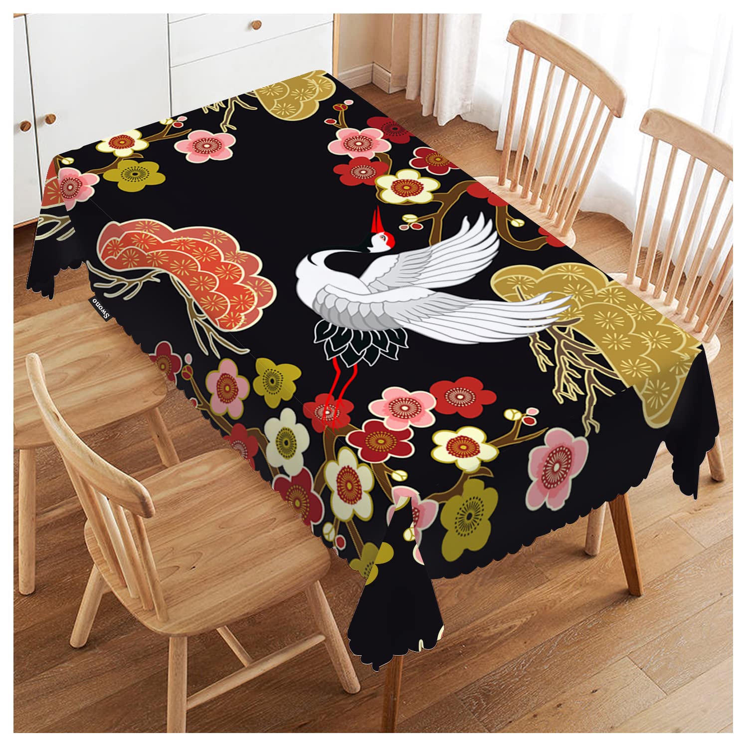 Amazon.com: Swono Japanese Crane Tablecloths Asian Oriental Heron Bird ...