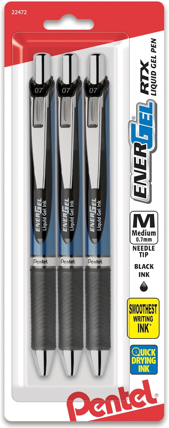 Amazon.com: Pentel EnerGel RTX Retractable Liquid Gel Pen, (0.7mm), Medium Line, Needle Tip ...