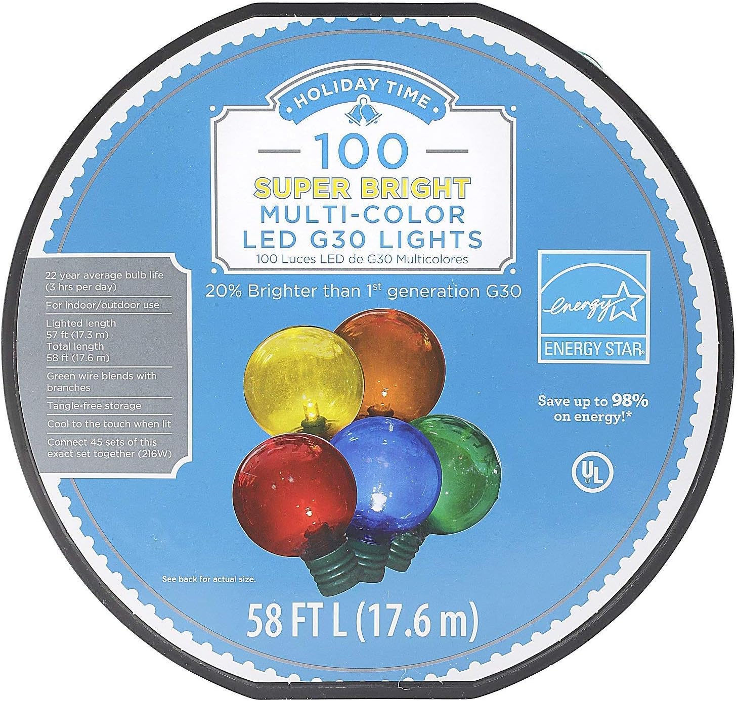 Amazon.com: 100 Ct Multi colored LED G30 Lights : Home & Kitchen