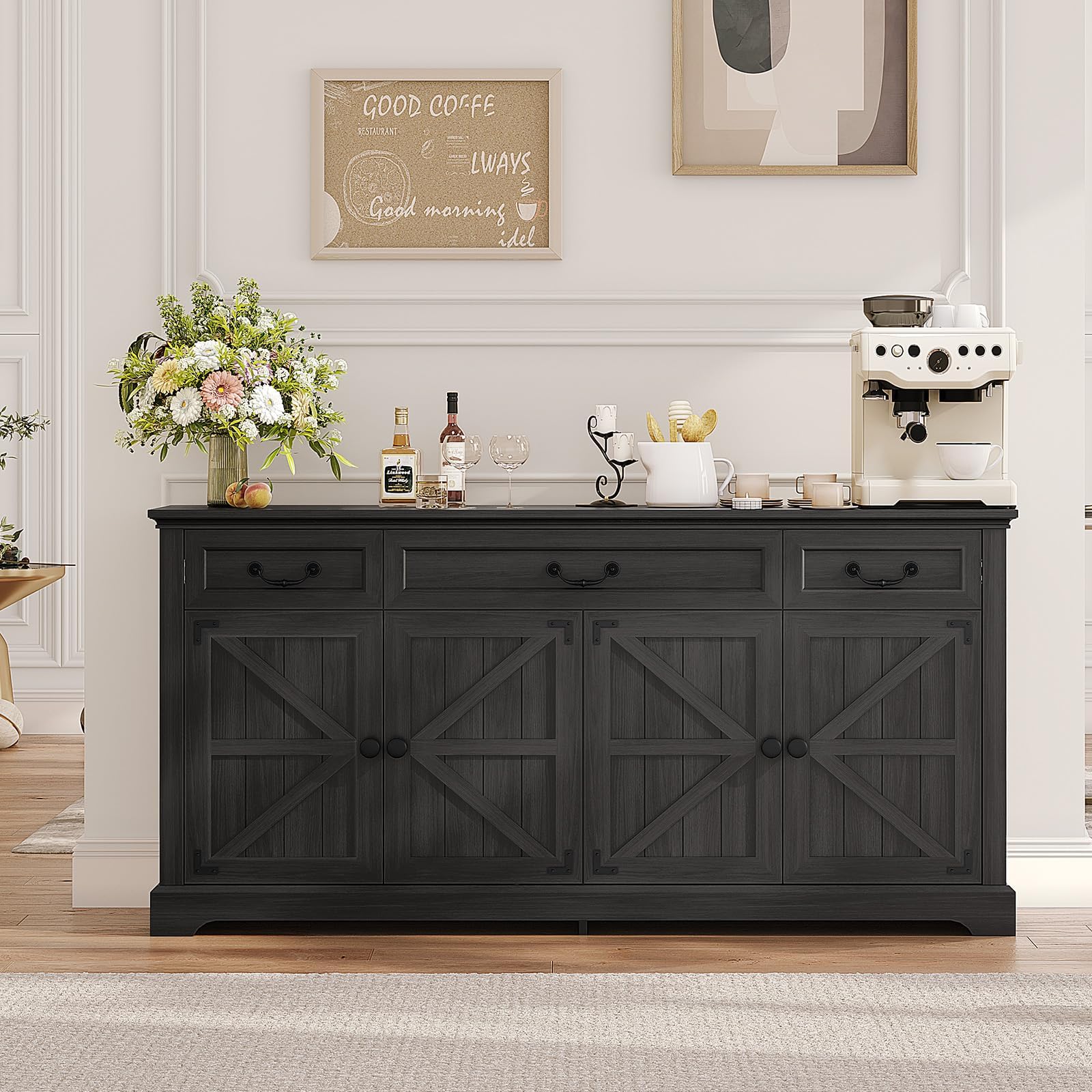 Amazon.com - Sunny Heart 65" Large Buffet Storage Cabinet, Farmhouse ...