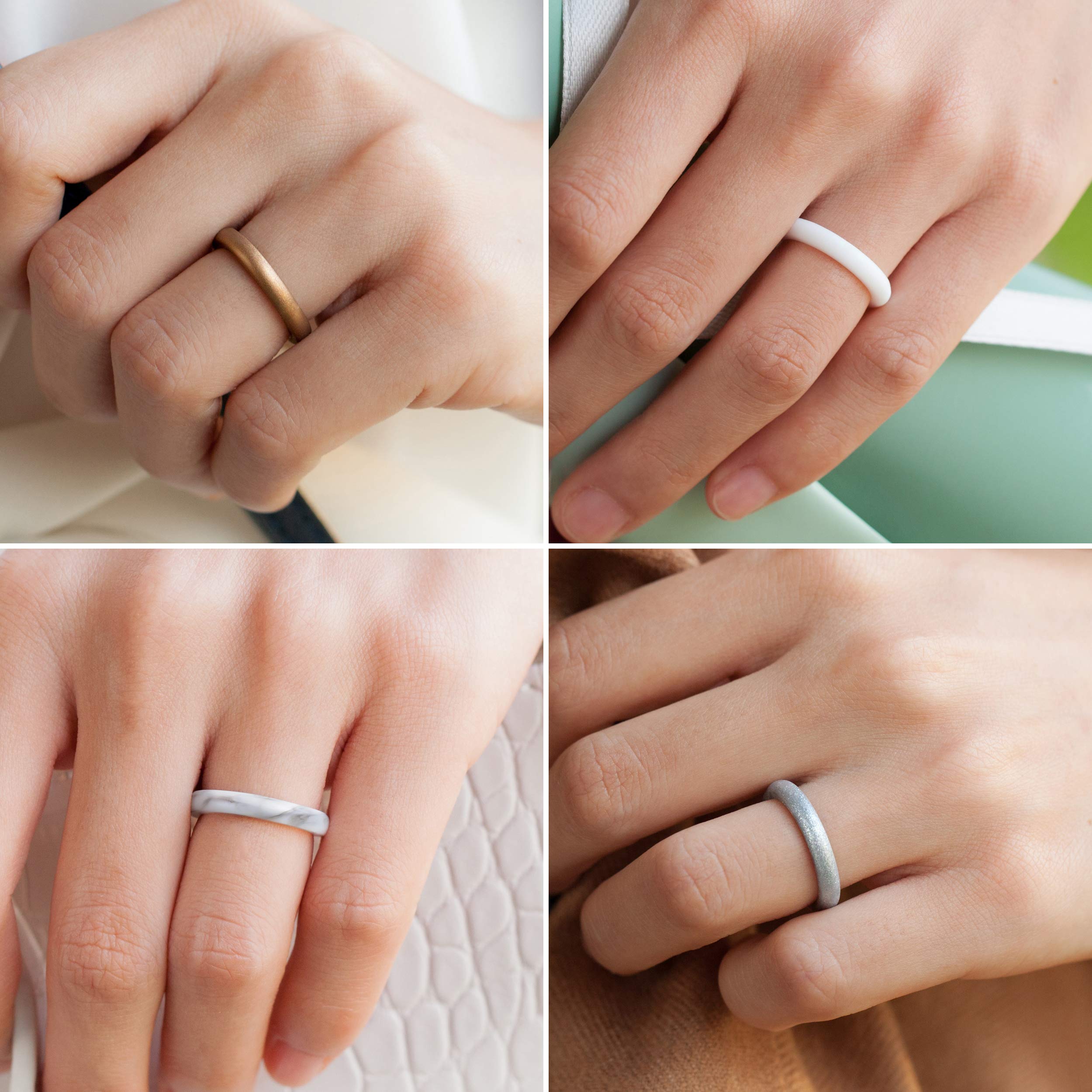 Snapklik.com : ThunderFit Womens Thin And Stackable 7 Rings Silicone ...