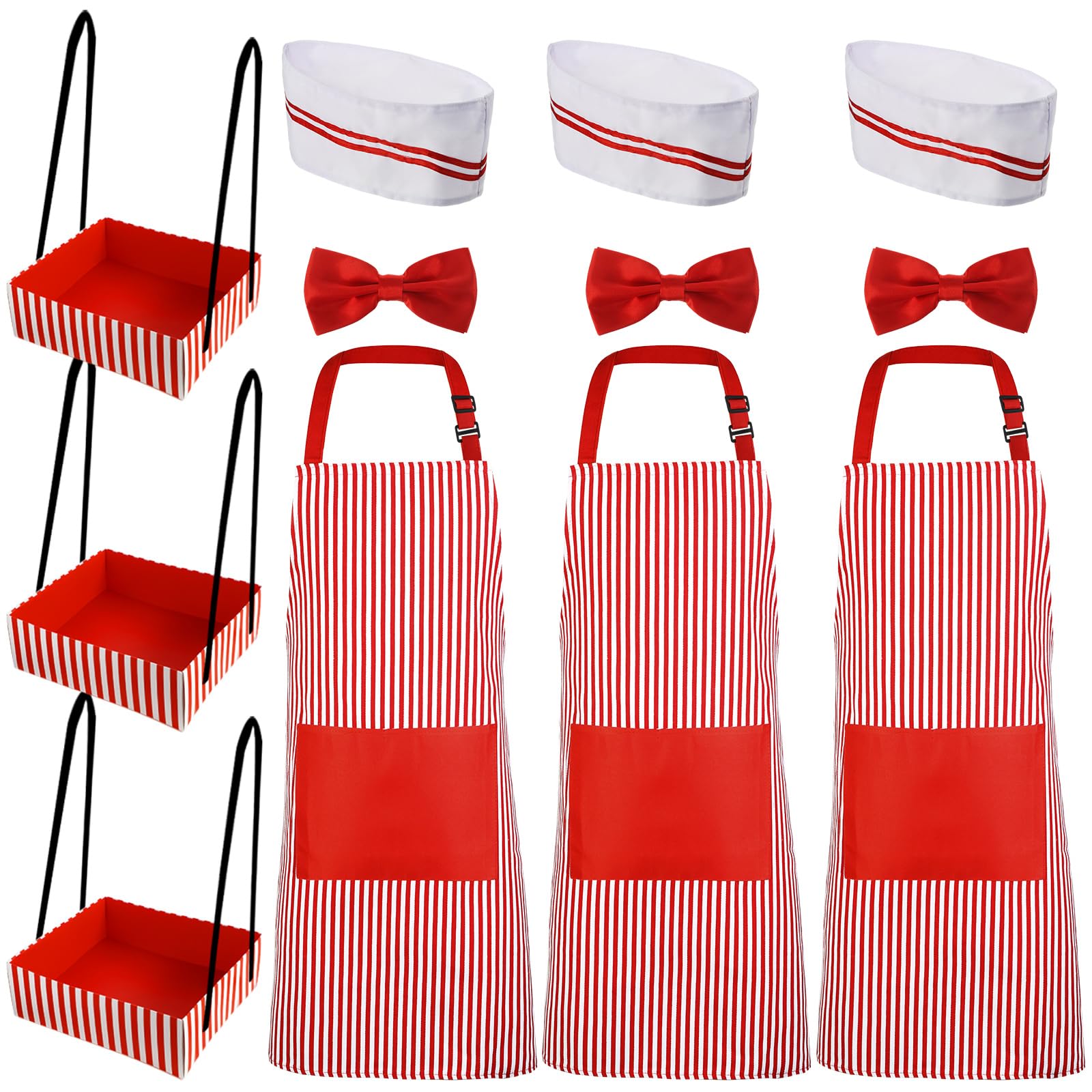 Amazon.com: SATINIOR 12 Pcs Adult Waiter Costume Hot Dog Soda Jerk ...