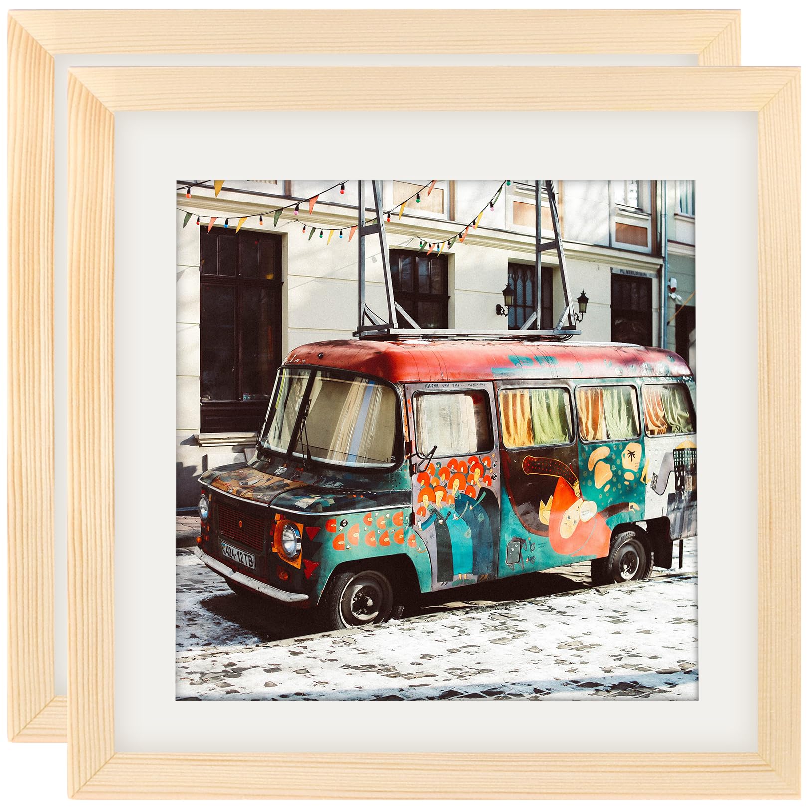 Amazon.com: Picture Frames 10x10 Grain 2 Pack Nature Solid Wood for ...